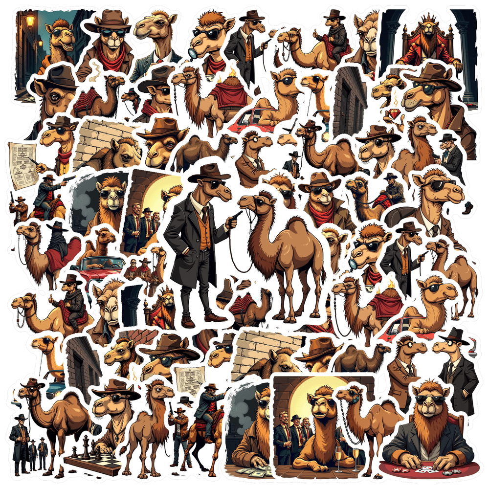 ANGFENG Multicolor Vinyl Camel Stickers Waterproof Vintage Detective ...