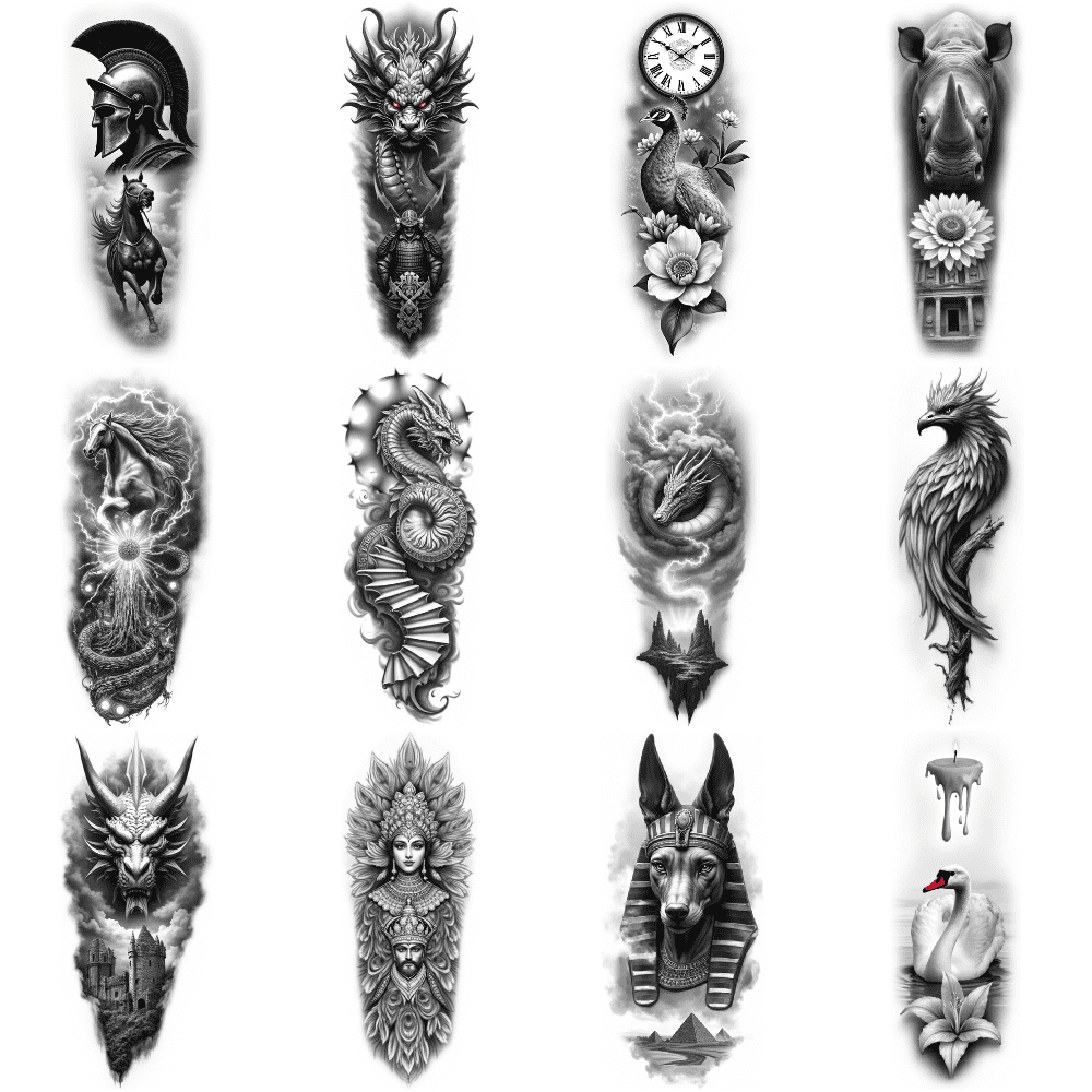 ANGFENG Waterproof 3D Tattoo Stickers Mythical Animal Realistic Style ...