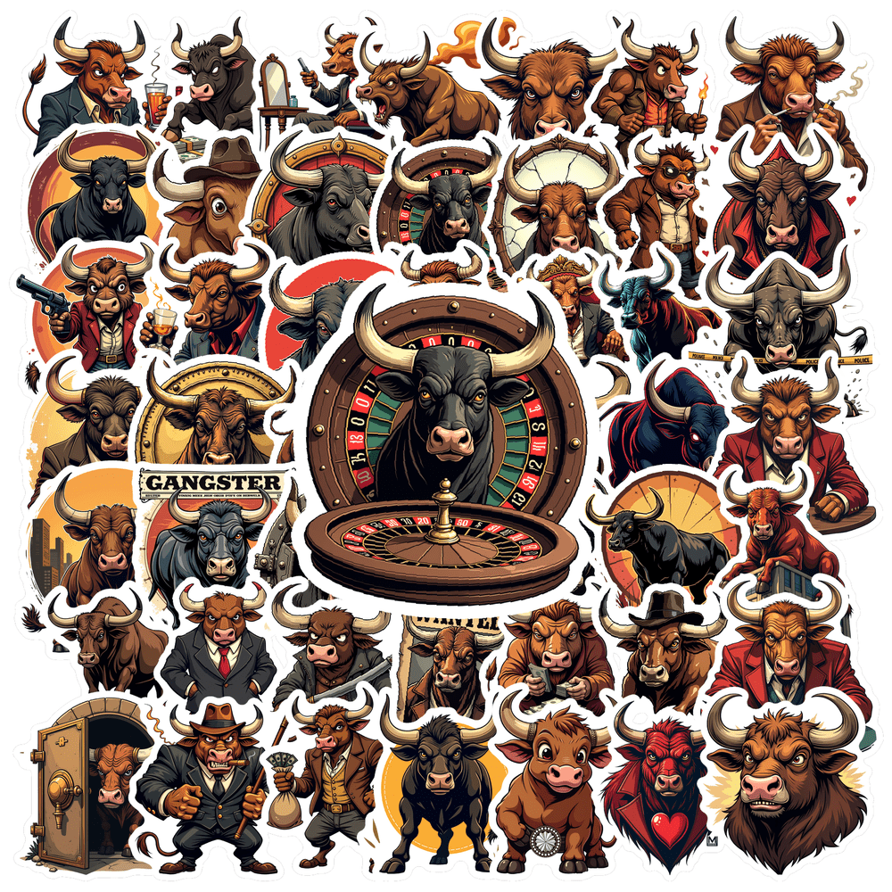 ANGFENG Waterproof Bull Stickers Vinyl Gangster Stickers Colorful ...