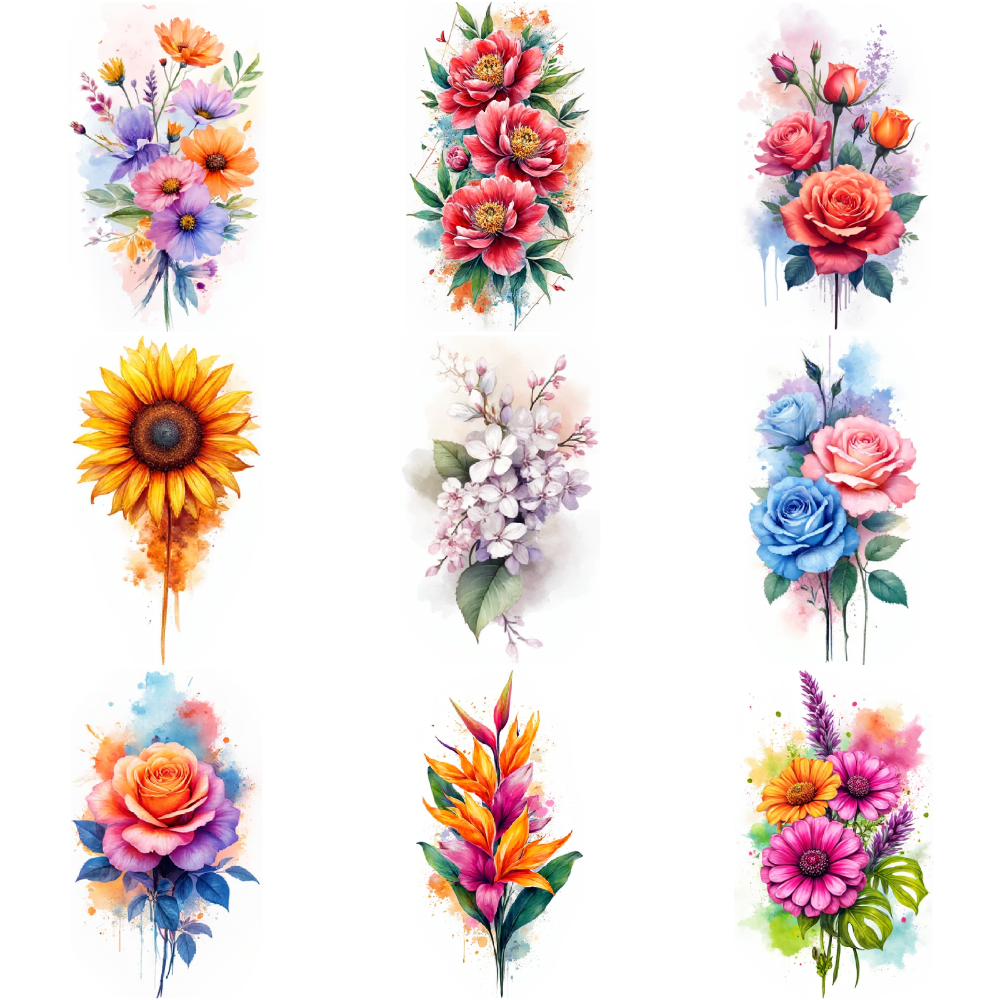 ANGFENG Waterproof Floral Stickers 3D Flower Stickers Multicolor ...