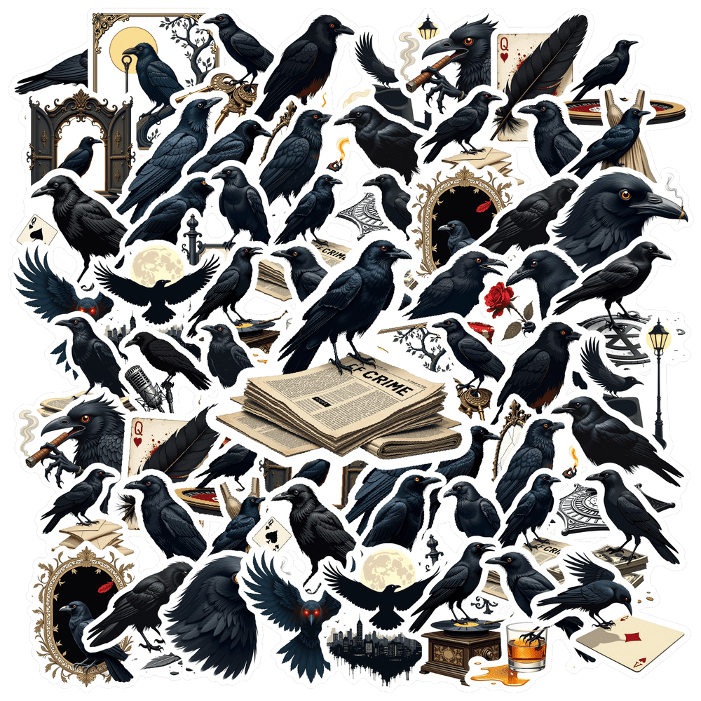 ANGFENG Waterproof Raven Stickers Vinyl Gothic Stickers Vintage Art ...