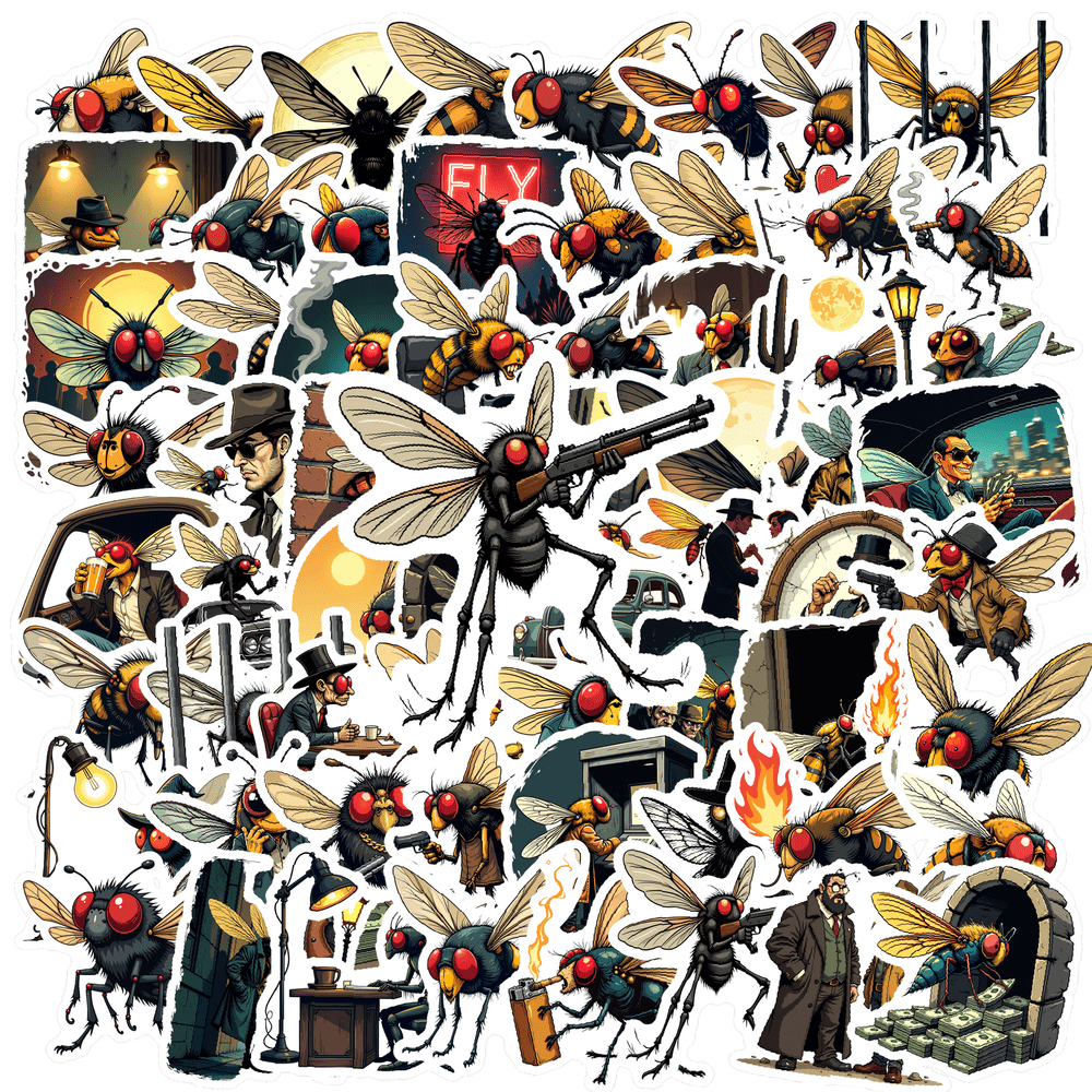 ANGFENG Waterproof Stickers Detective Mystery Vinyl Fly Stickers for ...