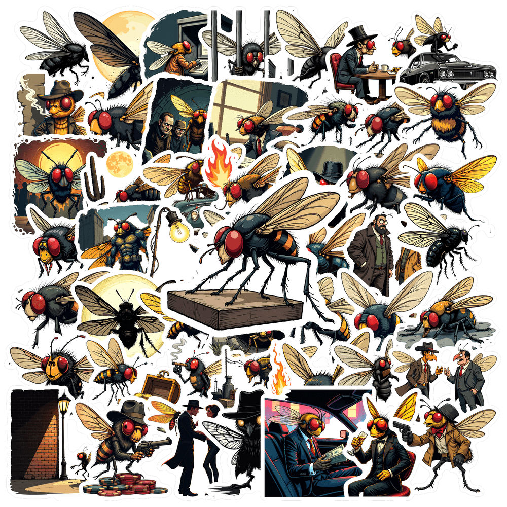 ANGFENG Waterproof Stickers Detective Mystery Vinyl Fly Stickers for ...