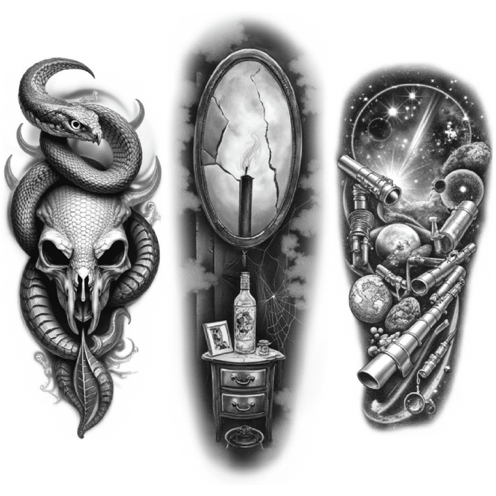 ANGFENG Waterproof Tattoo Stickers 3D Gothic Tattoo Realistic Temporary ...