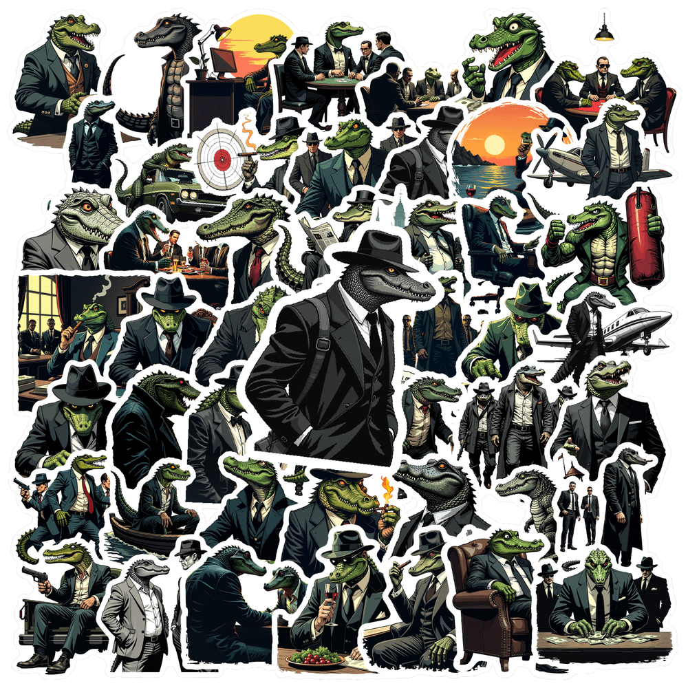 ANGFENG Waterproof Vinyl Crocodile Stickers Humorous Gangster Stickers ...