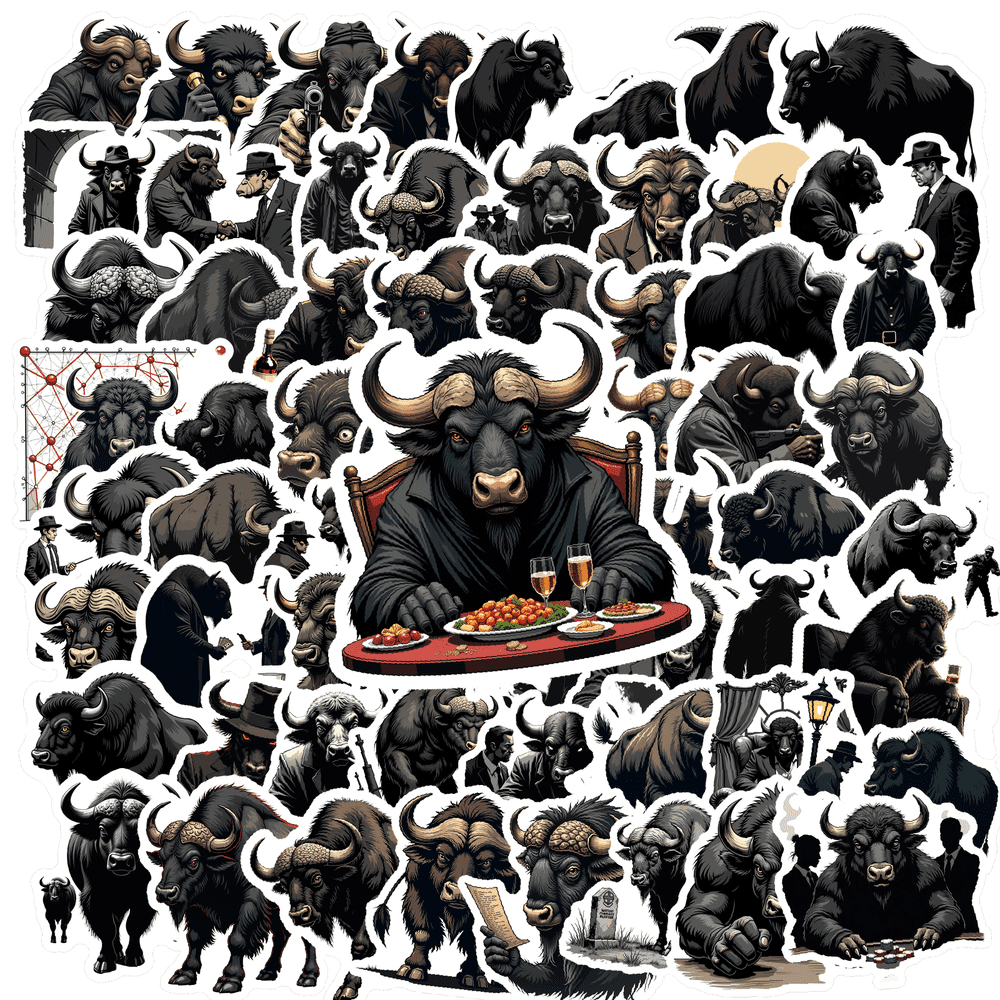 ANGFENG Waterproof Vinyl Stickers Buffalo Stickers Durable Animal ...