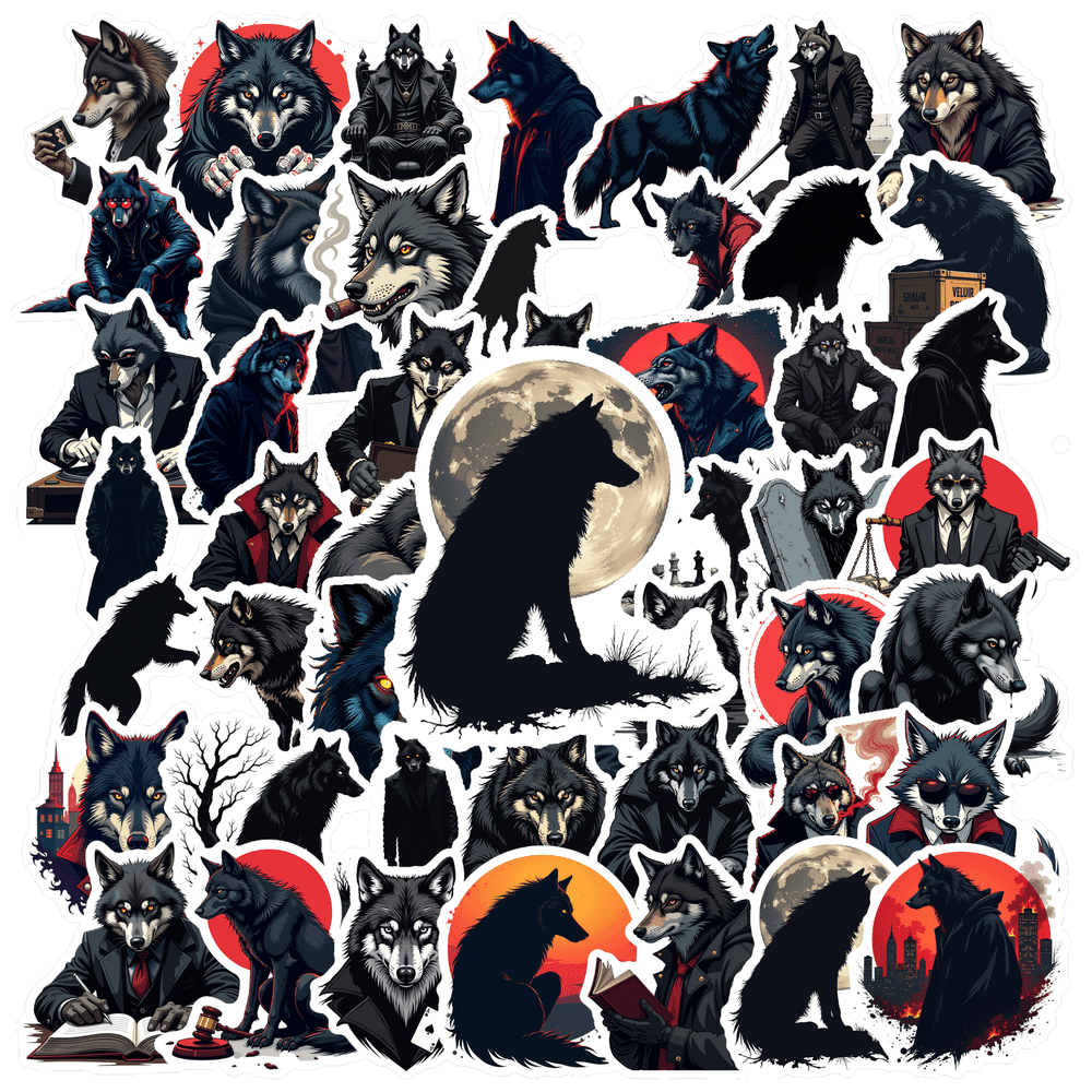 ANGFENG Waterproof Wolf Stickers Mafia Retro Stickers Vinyl Cool ...