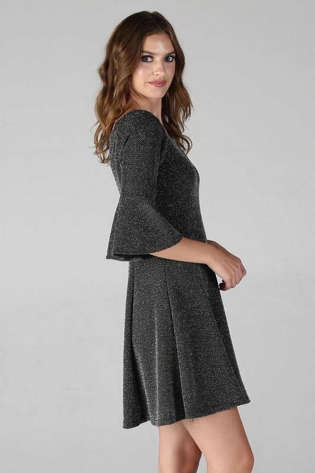 ANGIE SPARKLE KNIT BELL SLEEVE FIT AND FLARE DRESS - Walmart.com