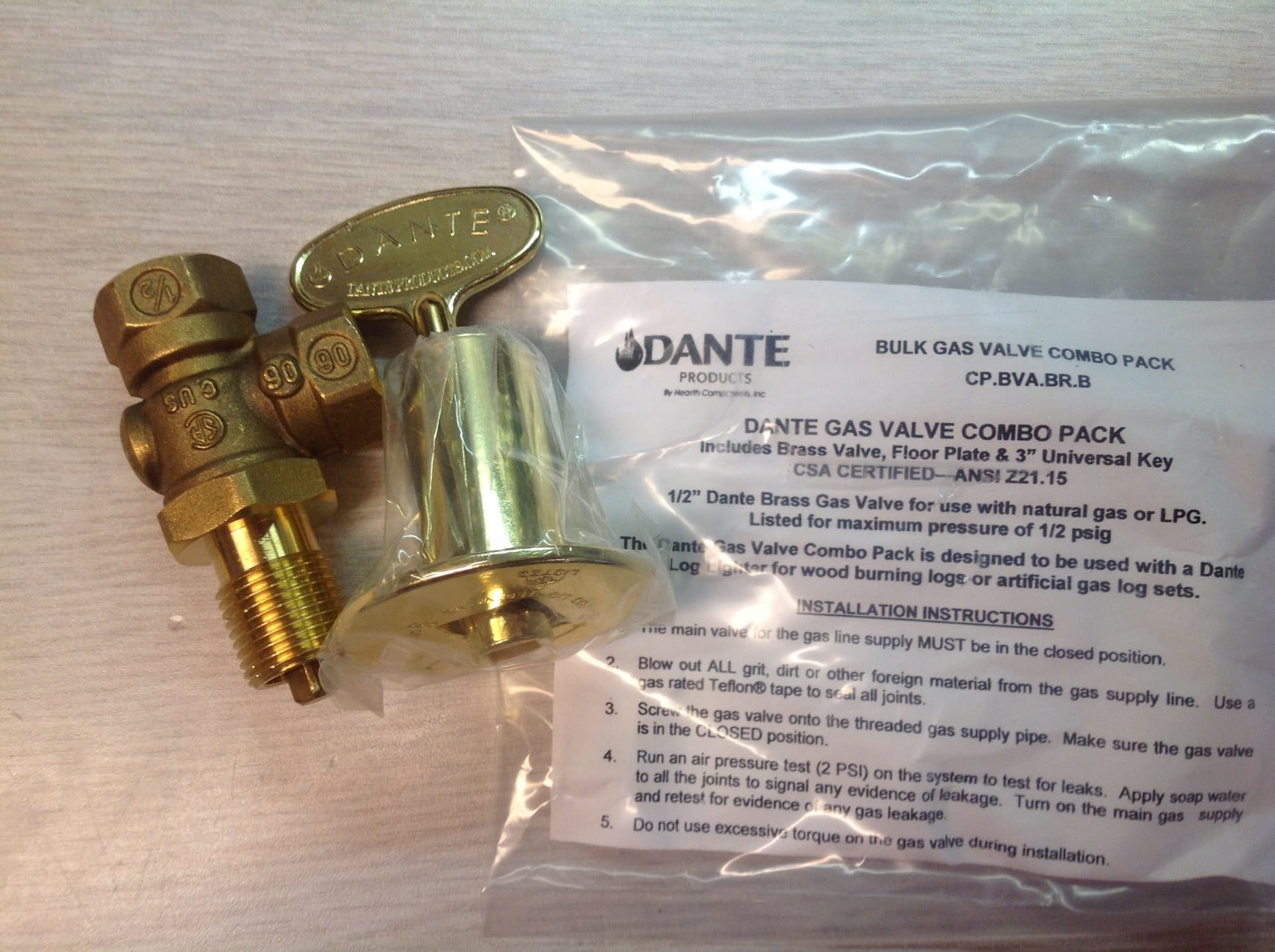 ANGLED GAS VALVE AND BRASS KEY COMBO FOR FIREPLACE GAS LOG FIRE PIT ...