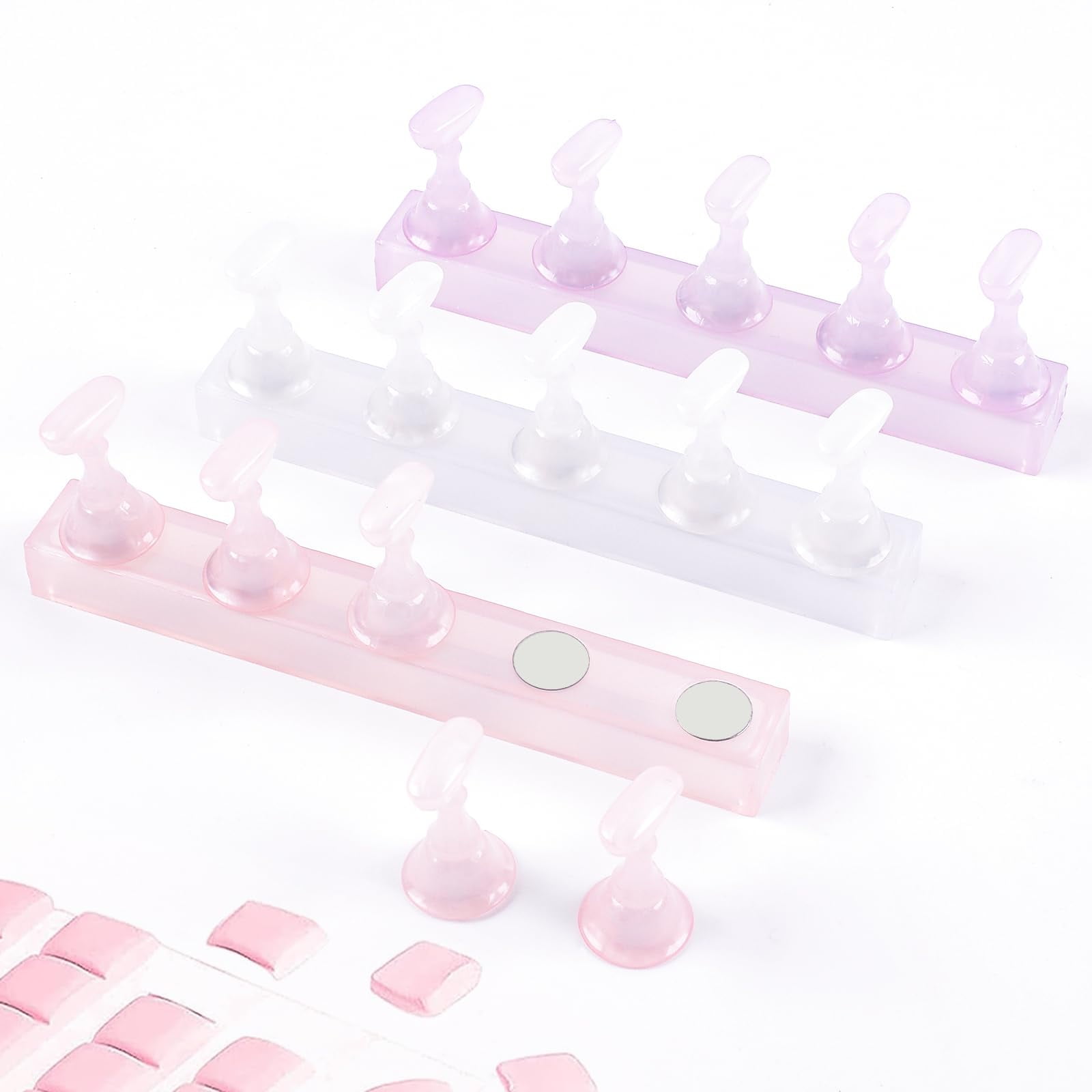 ANGNYA Nail Stand for Press Ons, 3 Set Nail Stand for Nail Art with 96 ...