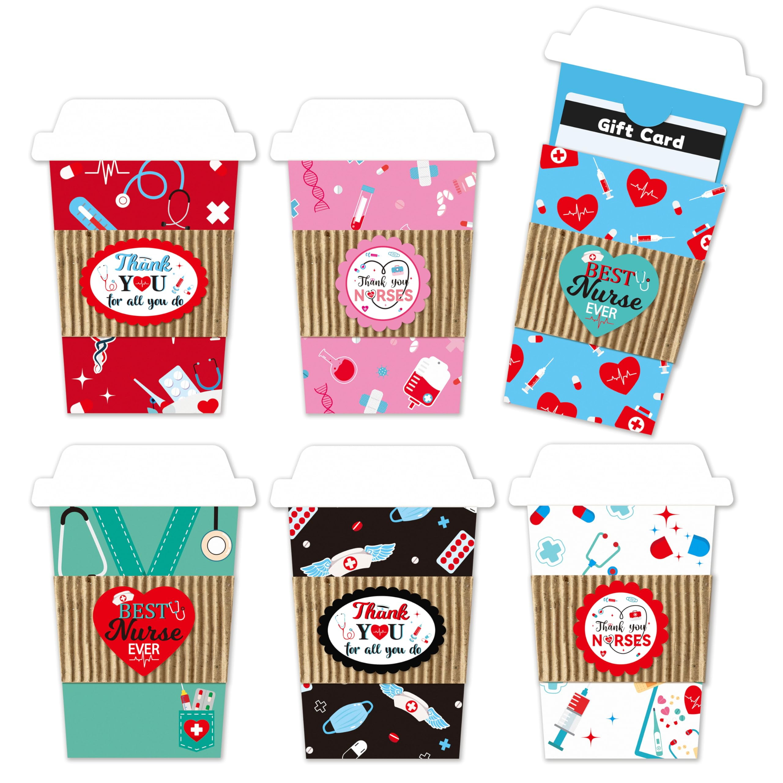 ANGOLIO 12Pack Nurses Week Gift Coffee Card Holder Nurses Appreciation ...