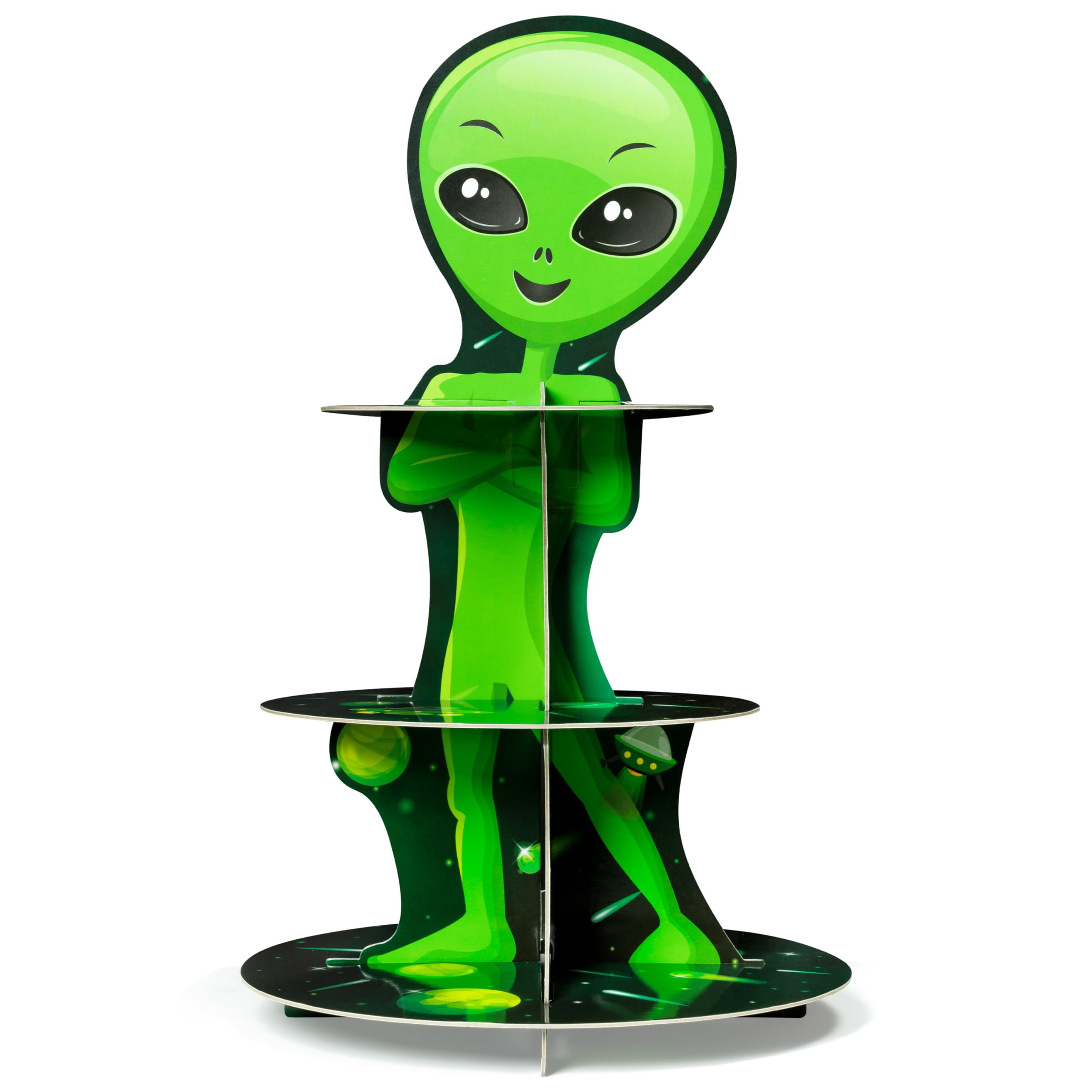 ANGOLIO 3 Tiers Green Space Alien Cupcake H2FSDStand Outer Space ...