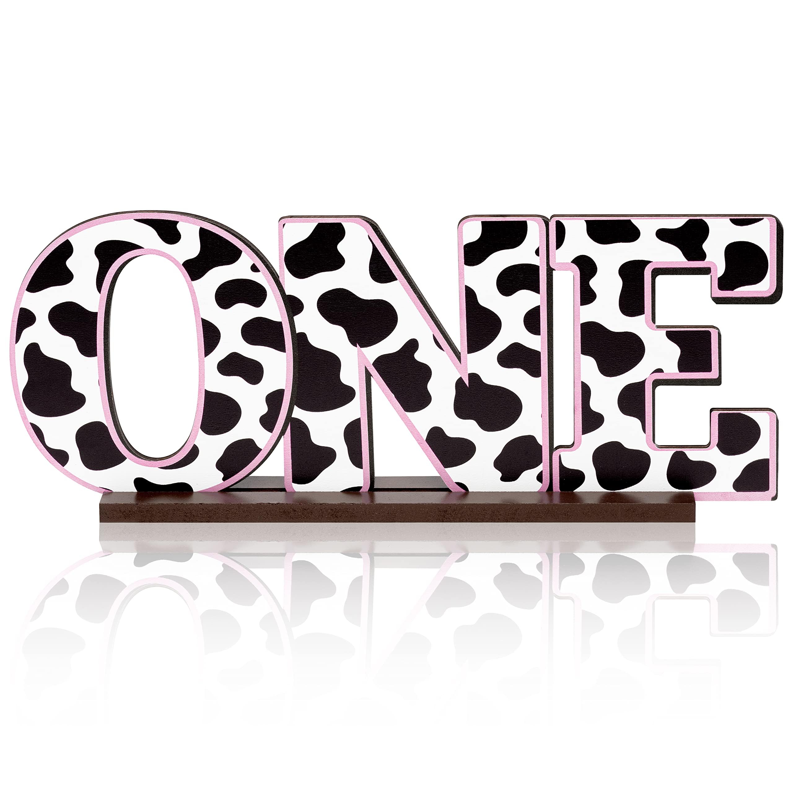 ANGOLIO Cow Print One Letter Sign Table Wooden for Baby Shower Cow ...