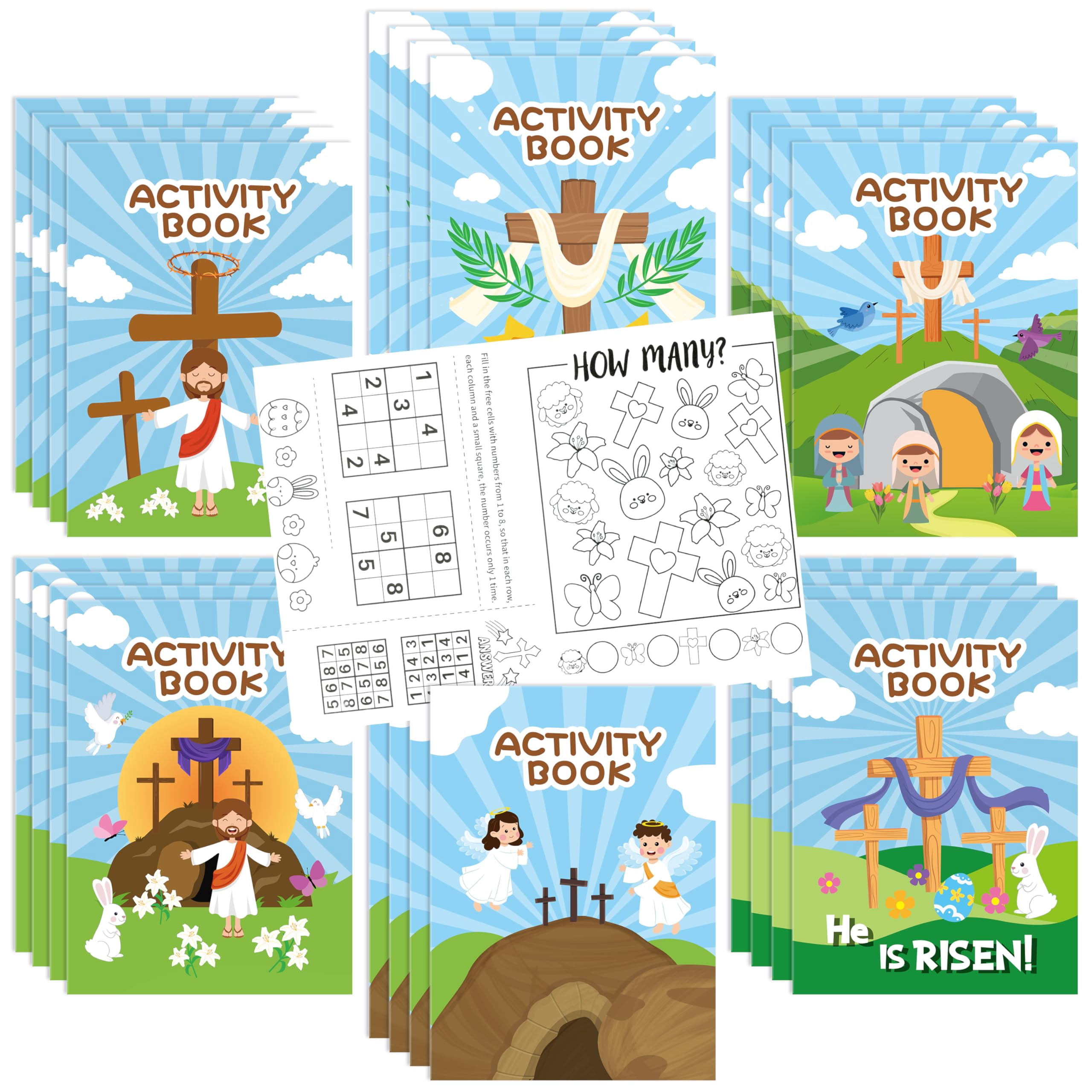 ANGOLIO Easter Activity Coloring Books 24P Easter He Risen Coloring ...
