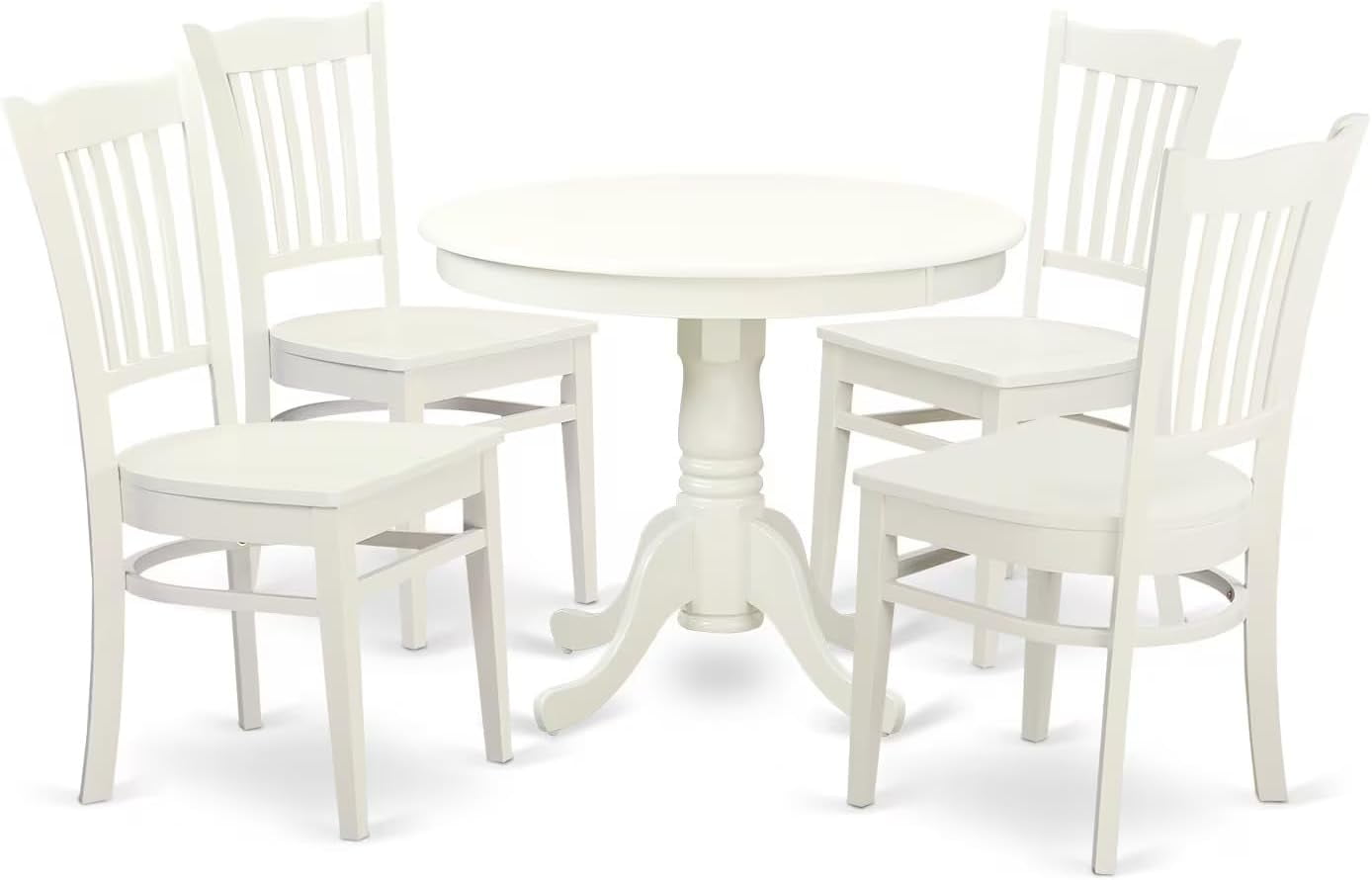ANGR5-LWH-W 5 Piece Dining Table Set for 4 Includes a Round Kitchen ...