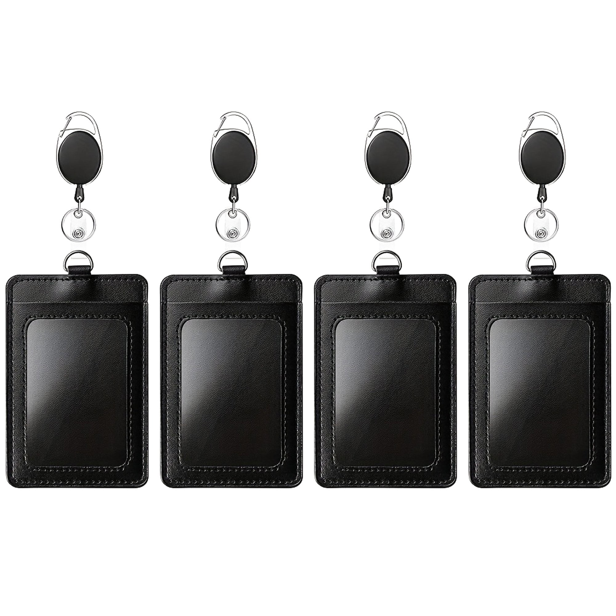 ANGTUO 4 Packs Black Retractable ID Badge Holder, Vertical ID Card ...