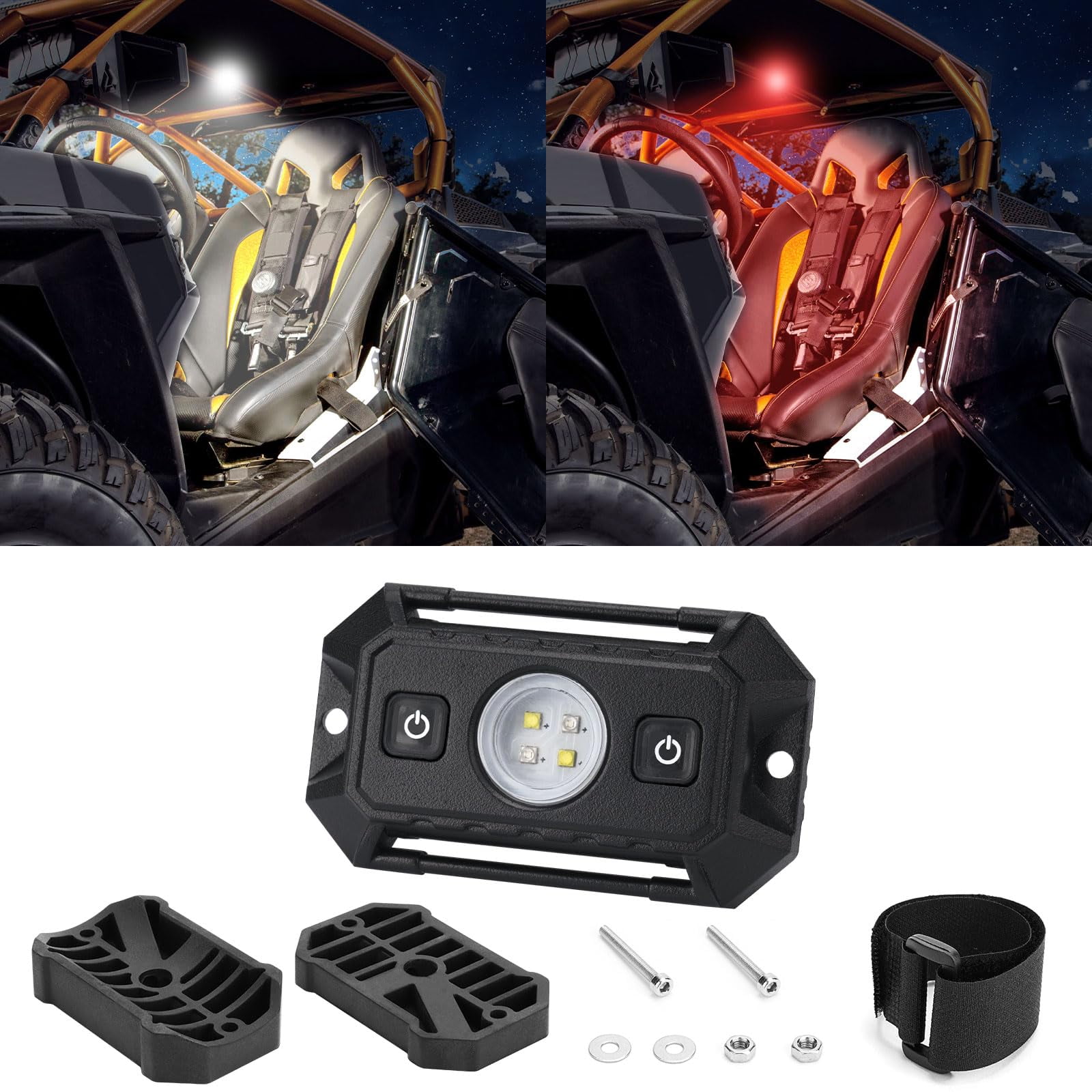 ANGU-OFFROAD LED UTV Dome KEF16 Light, Universal Roll Bar Mount LED Interior Lights Utility Roll ...