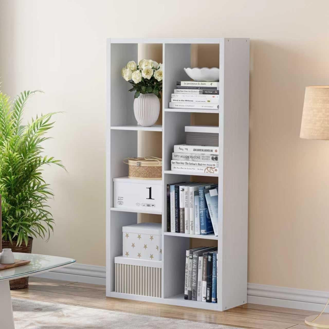ANHDAH 7-Cube Bookcase & Storage Organizer, Thick Edges Bookshelf Solid ...
