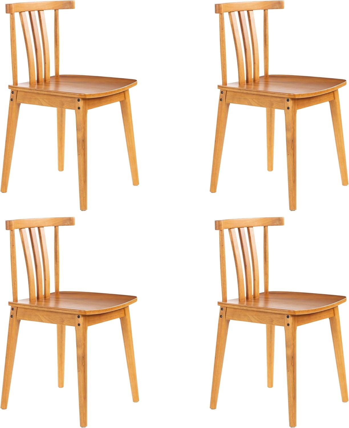 ANHDAH Wooden Dining Chairs Set of 4, Farmhouse Solid Wood Spindle Back ...