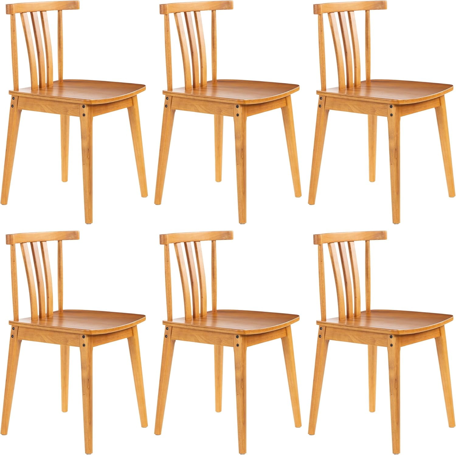 ANHDAH Set of 6 Wooden Dining Room Chairs, 18 Inch Height Farmhouse ...