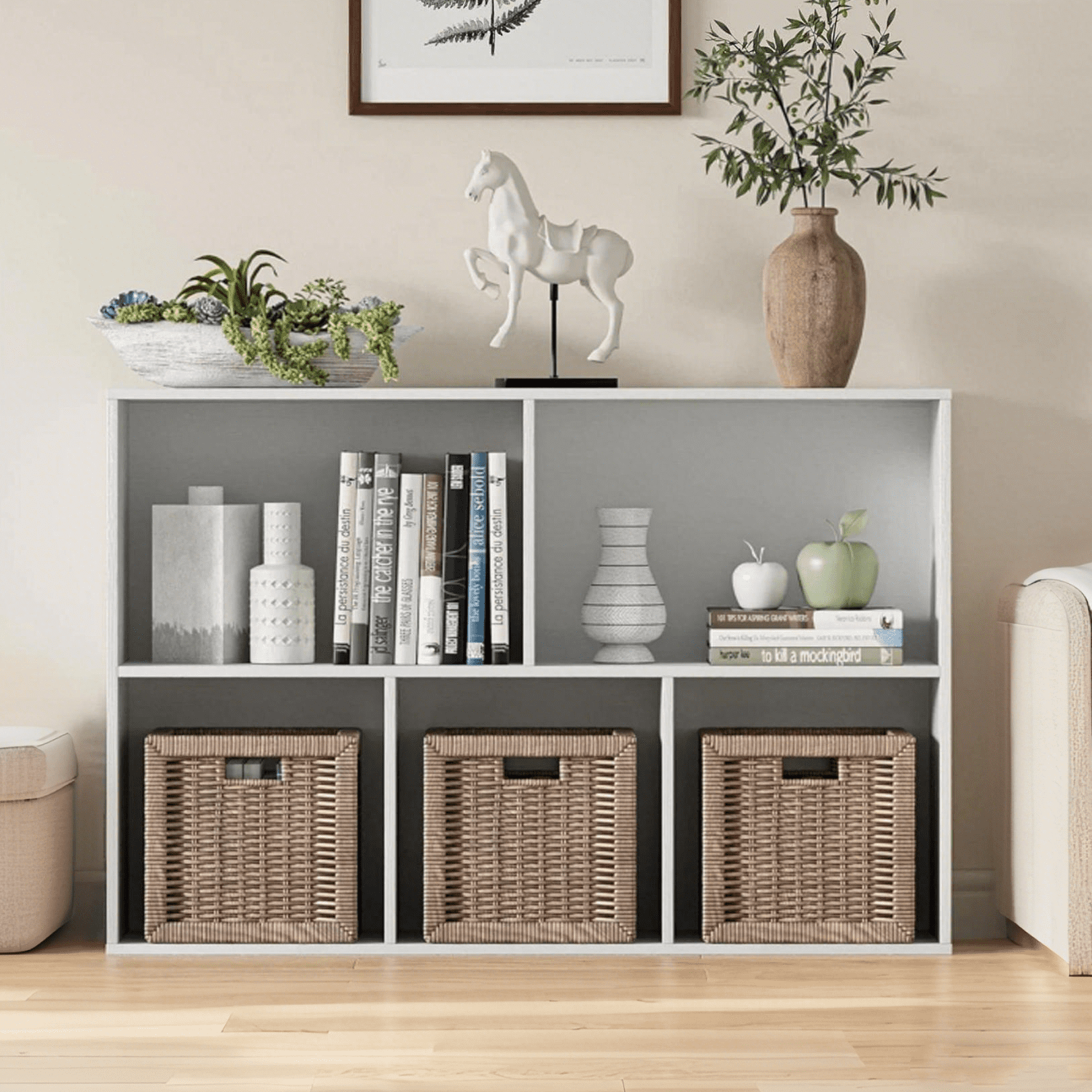 ANHDAH 5-Cube Storage Organizer & Bookcases, Closed Back Display ...
