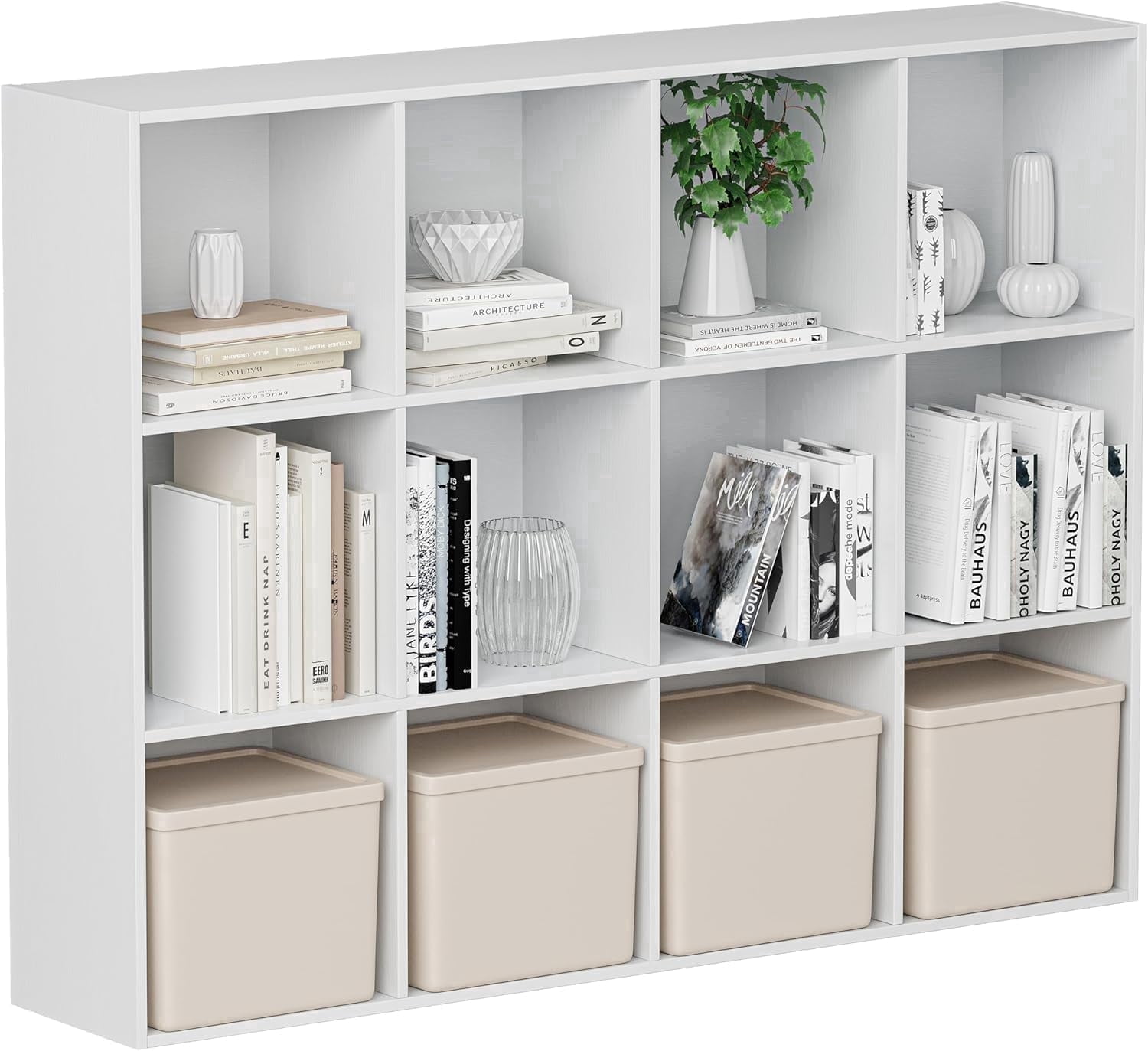 ANHDAH 12-Cube Storage Organizer & Bookcases, Closed Back Display ...