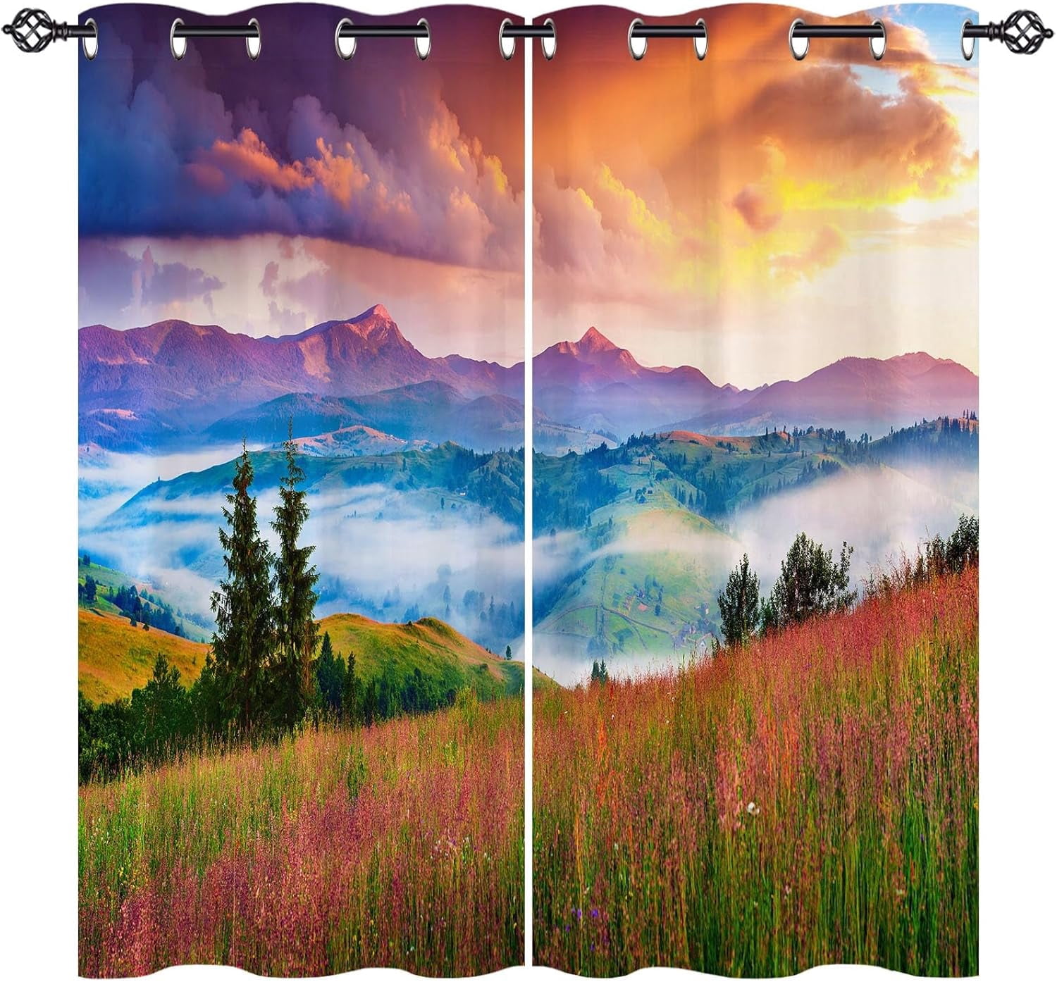 ANHOPE Whale Curtains Light Filtering Ocean Theme Underwater Cartoon ...