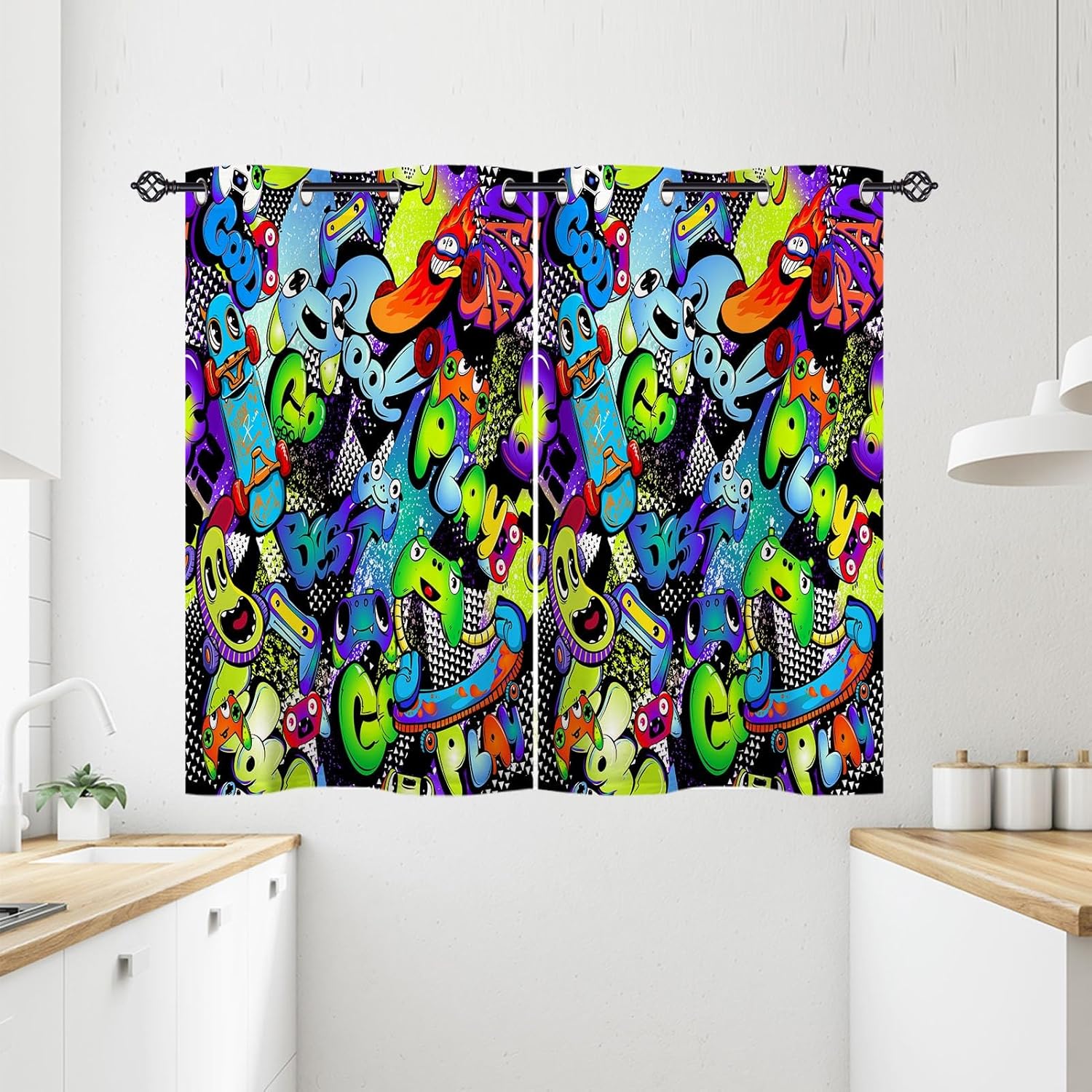 ANHOPE Whale Curtains Light Filtering Ocean Theme Underwater Cartoon ...