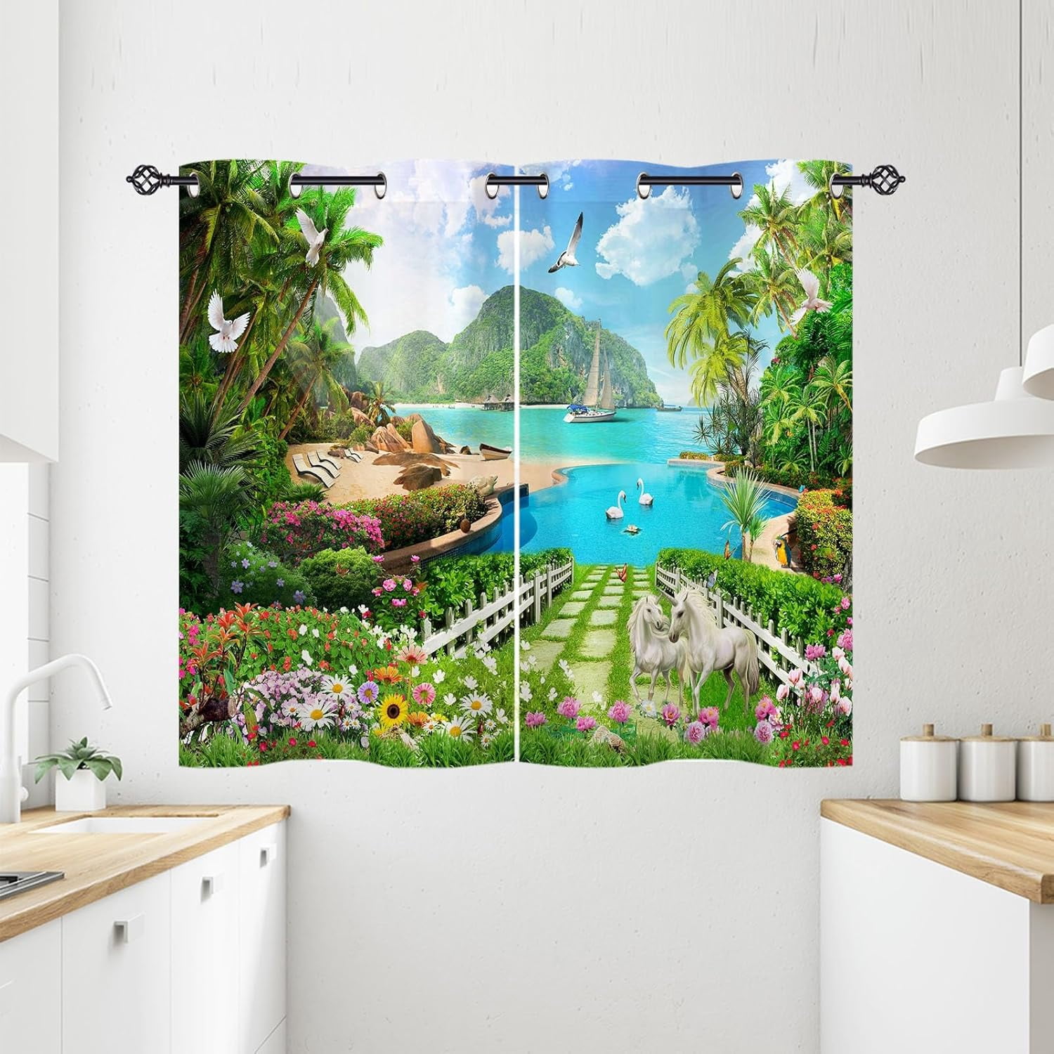 ANHOPE Whale Curtains Light Filtering Ocean Theme Underwater Cartoon ...