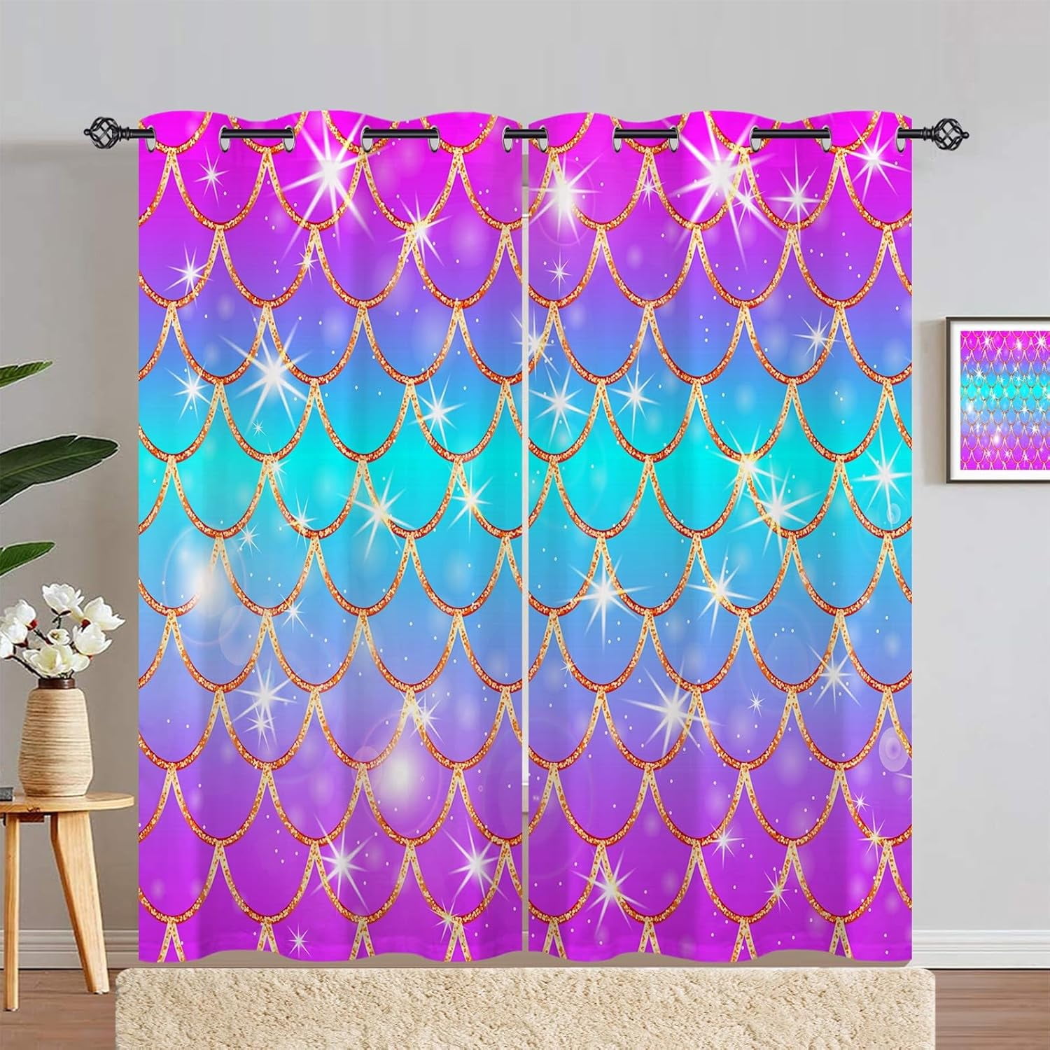 ANHOPE Whale Curtains Light Filtering Ocean Theme Underwater Cartoon ...