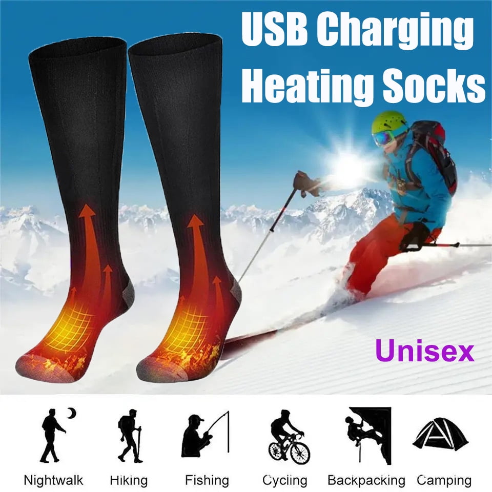 ANHUALE 4000mAh Winter Electric Heated Sock Thermal Skiing Outdoor Feet ...