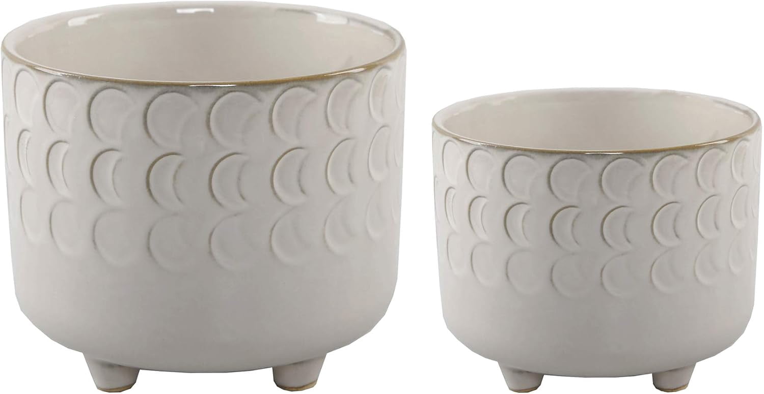ANHXN 6IN & 4.75IN Evil Eye Ceramic Footed Planter,Set of 2, Matte ...