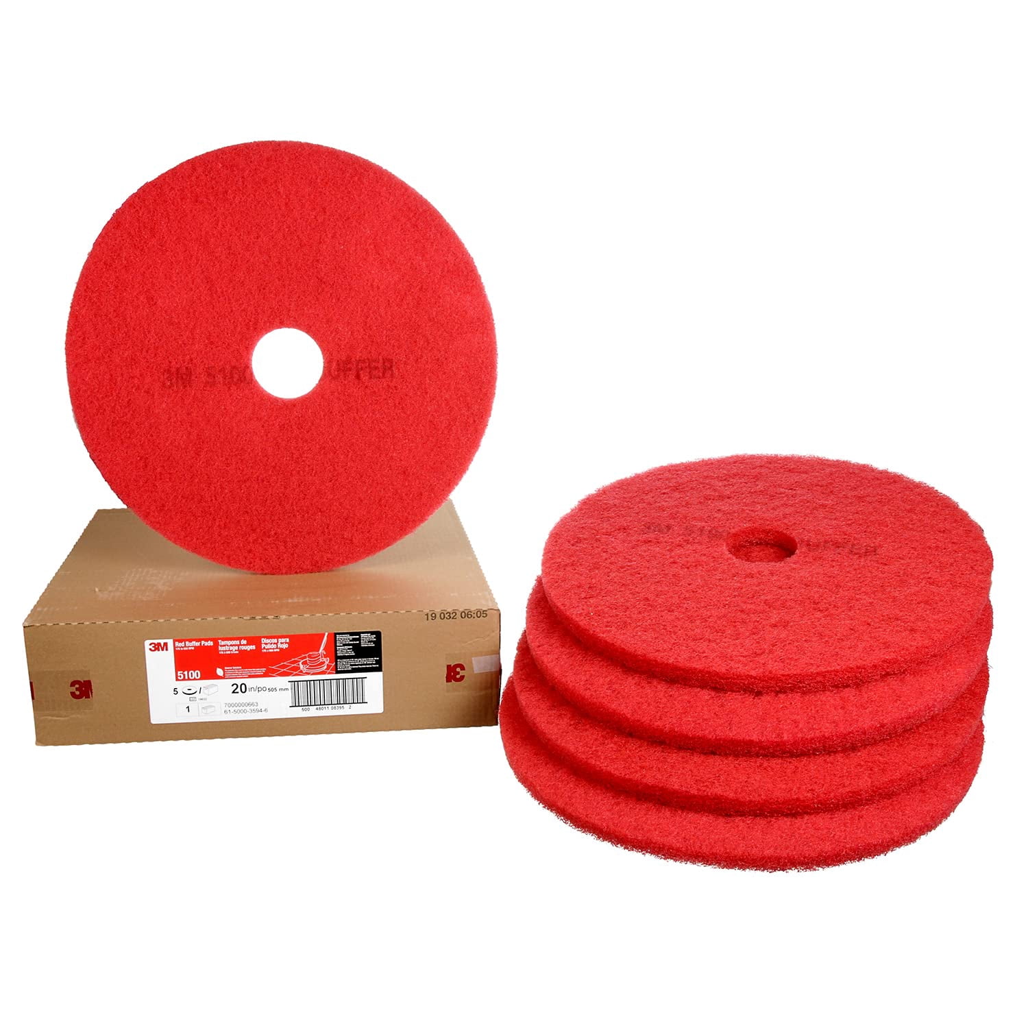 ANHXN Buffer Floor Pad 5100, Red, 20", 5/Case, Removes Soil, Scratches ...