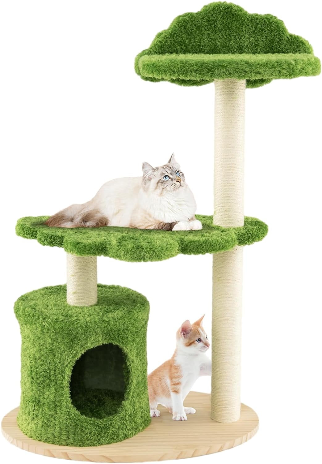 ANHXN Cat Tree Tower, Multi-Level Modern Wood Cat Tower with Sisal ...