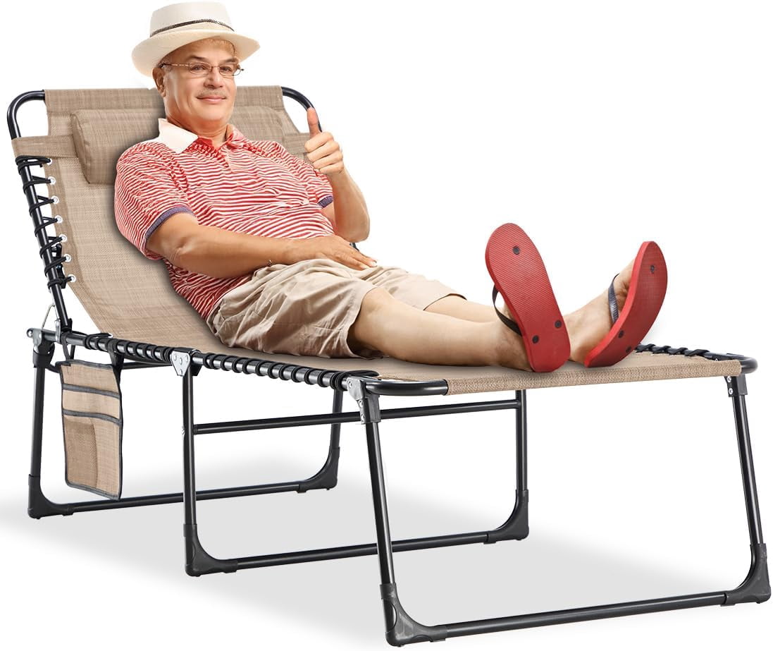 ANHXN Chaise Lounge Chair for Beach Tanning,Support Adjustable Lay Flat ...