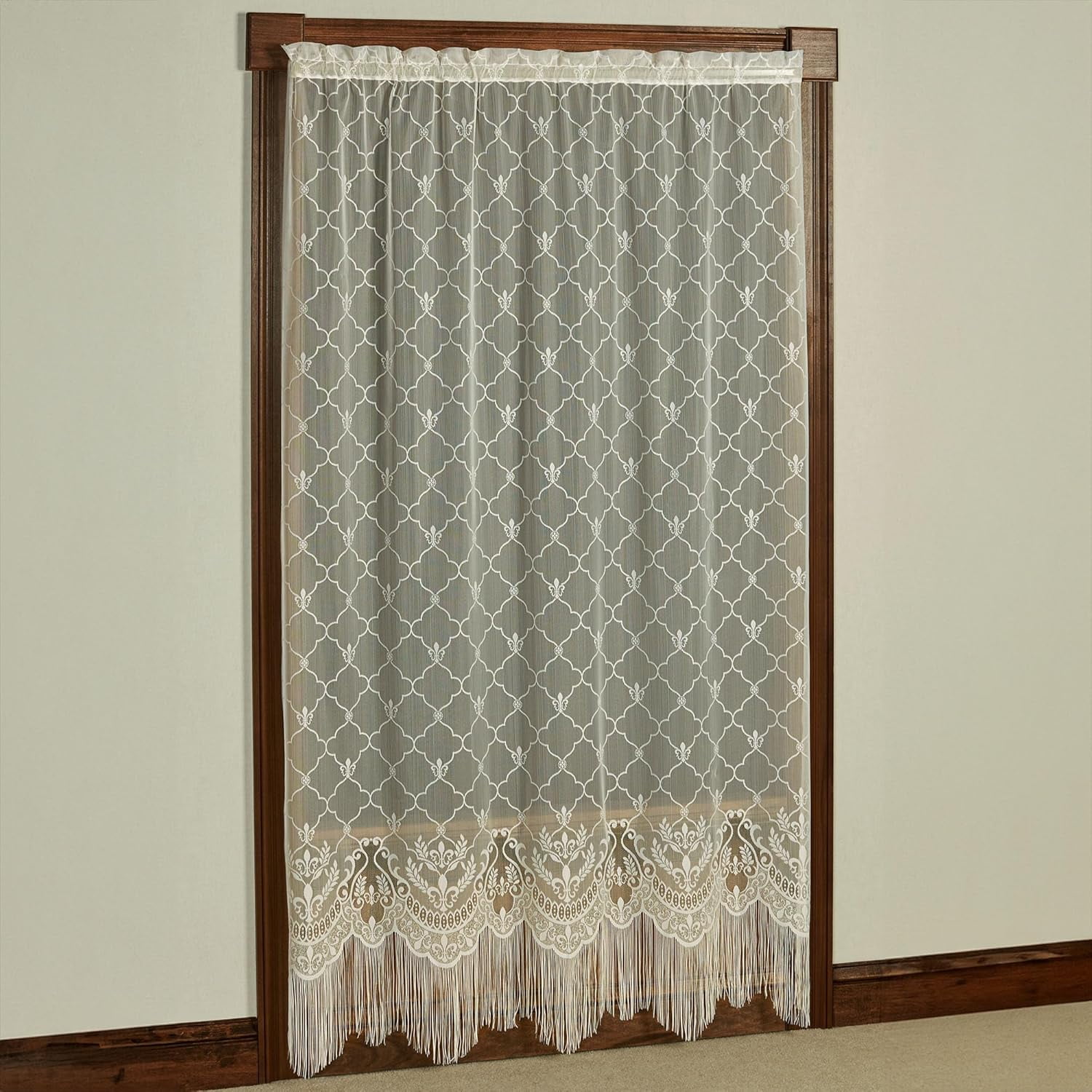 ANHXN Fleur de Lis Lace Window Treatment Scalloped Valance - Walmart.com