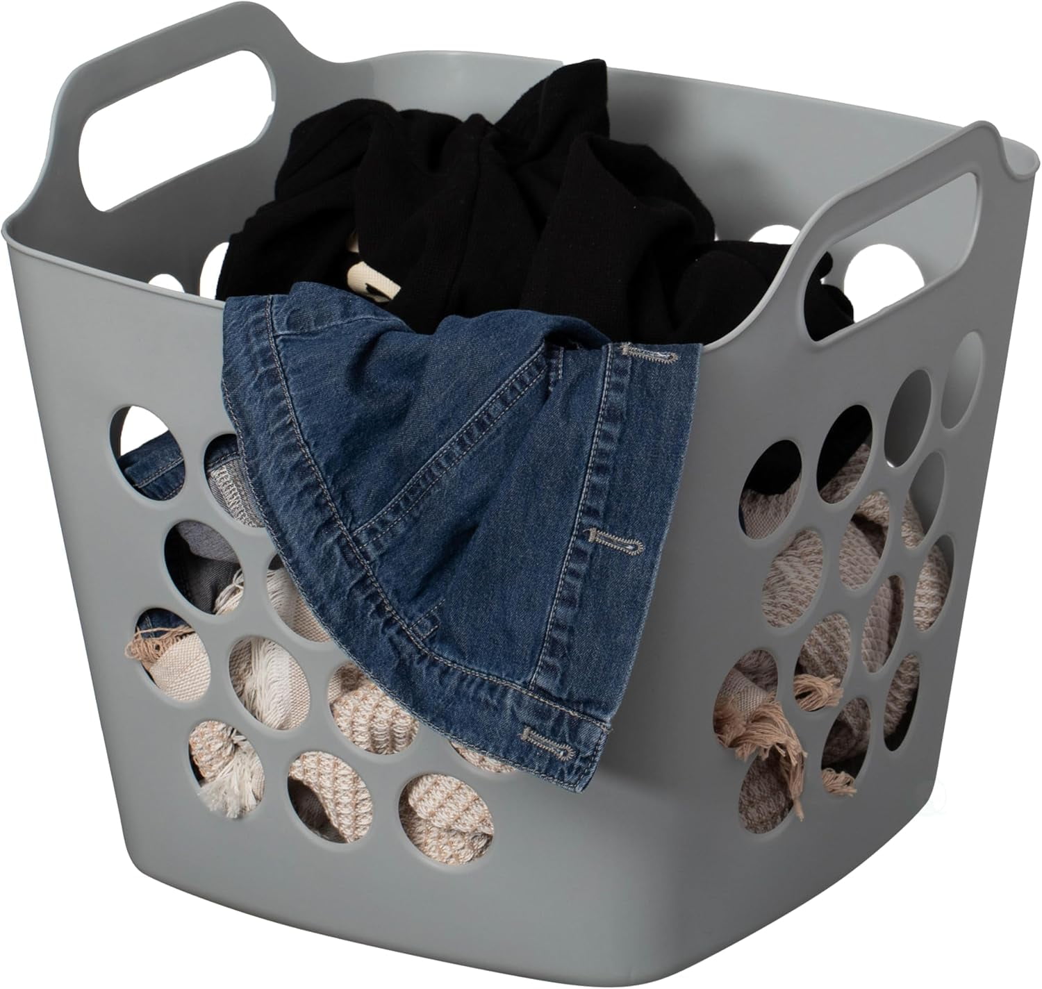 ANHXN Flexible Plastic Carry Laundry Basket Holder Square Storage ...