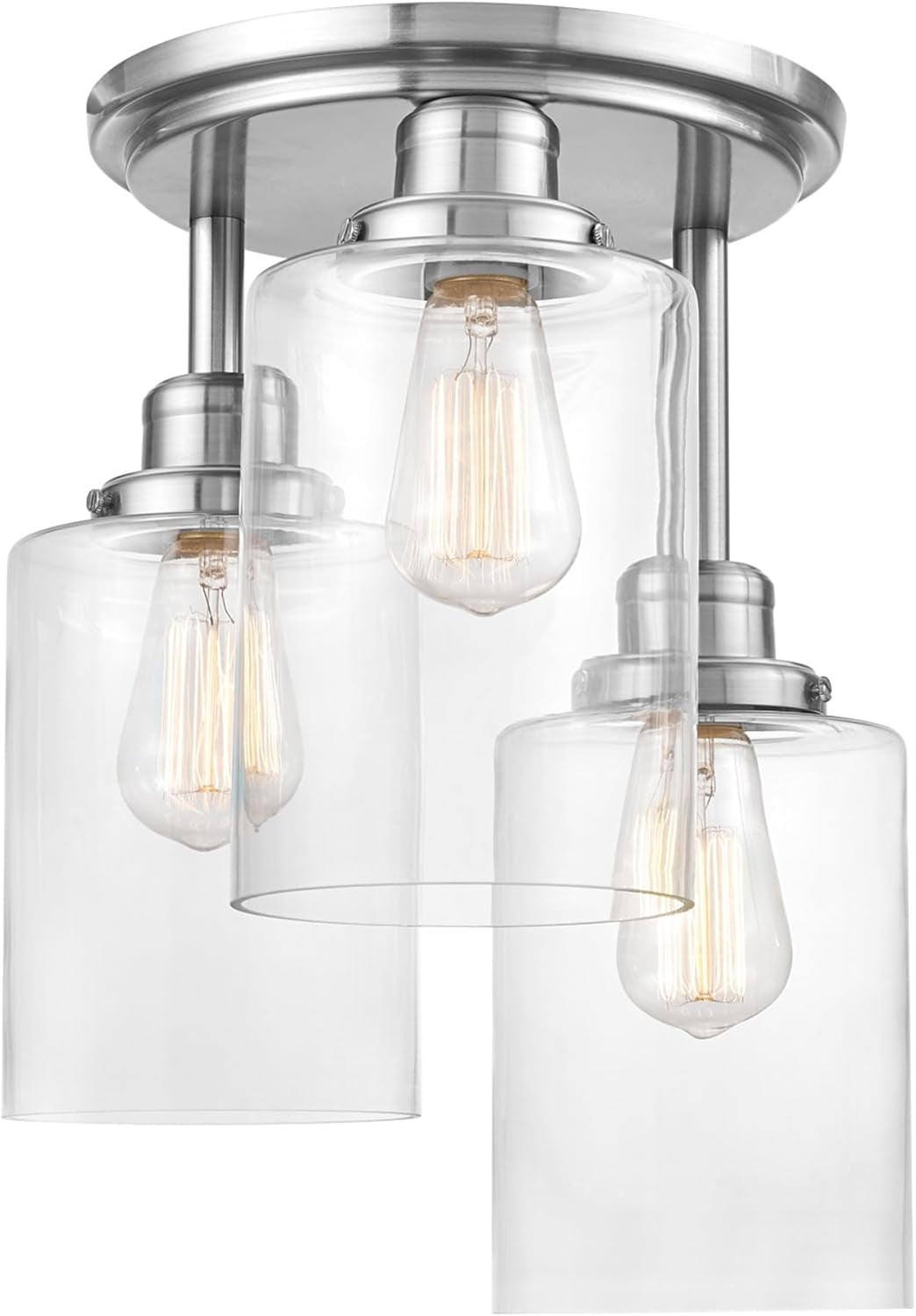 ANHXN Flush Mount Ceiling Light, Matte Gold, Clear Glass Shades ...