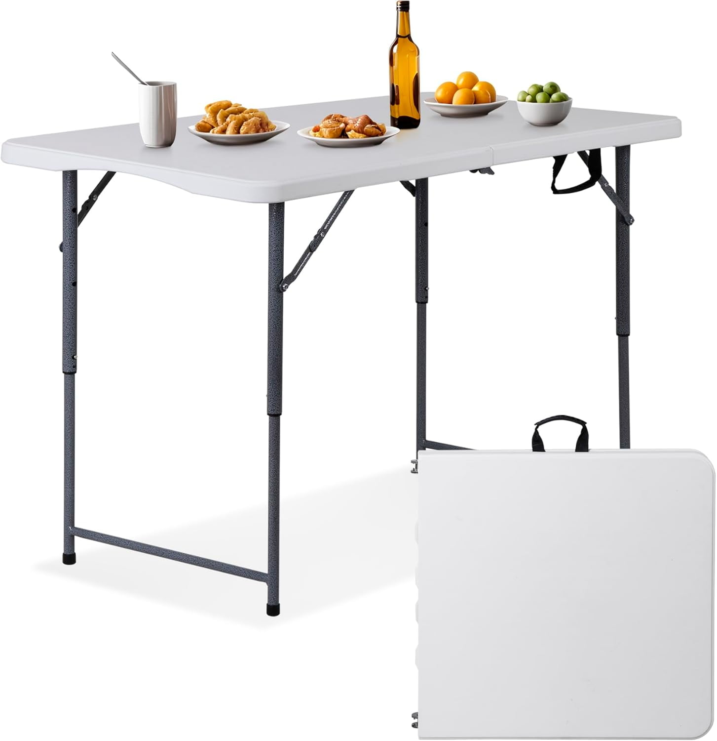 ANHXN Folding Plastic Table, Fold in Half, Heavy Duty Portable Card ...