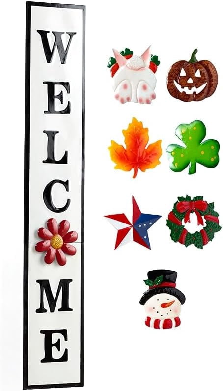 ANHXN Interchangeable Wall Leaning Welcome Sign with Magnetic Season ...