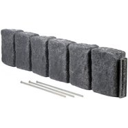 GroundSmart Cobblestone Landscape Edging, 4' Gray Rubber Garden Border ...