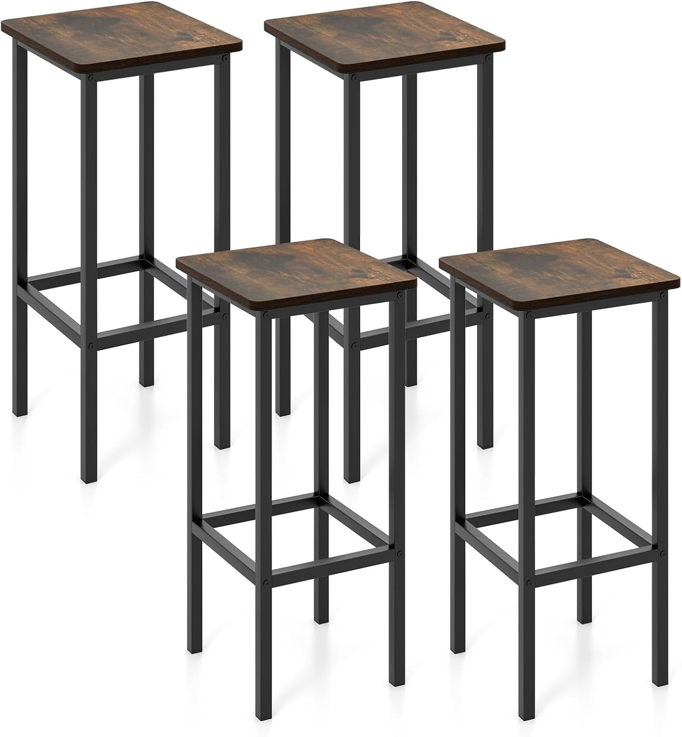 ANHXN Metal Bar Stools, Backless Barstools with Footrest, Breakfast Bar ...
