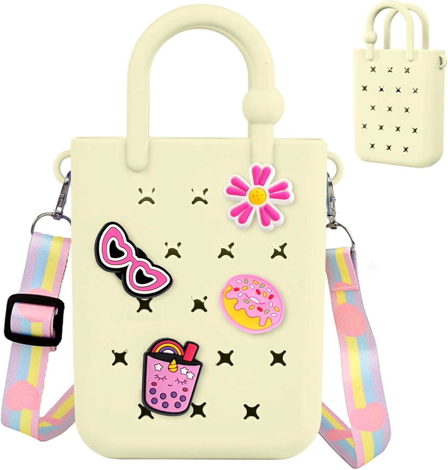 ANHXN Mini Rubber Tote Bag, Silicone Beach Tote for Little Girl & Woman ...