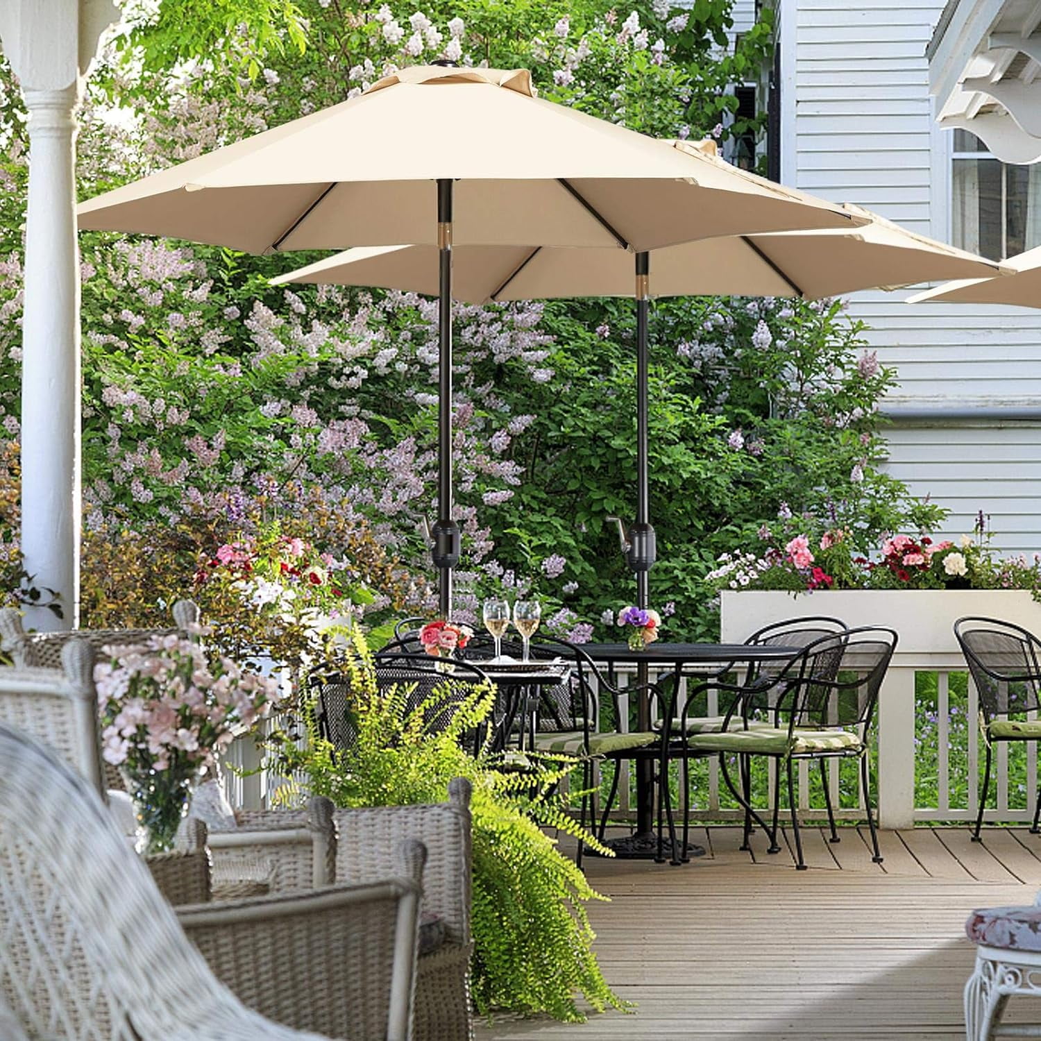 ANHXN Patio Umbrella Outdoor Umbrella Patio Yard Market Table Sun Shade ...