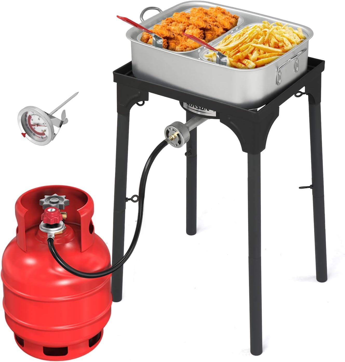 ANHXN Propane Fryer Set with Heightened Gas Stove, Aluminum Deep Fryer ...