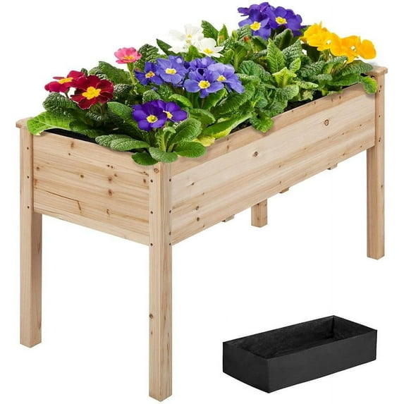 ANHXN Raised Garden Bed Elevated Wooden Horticulture Planter Box with ...