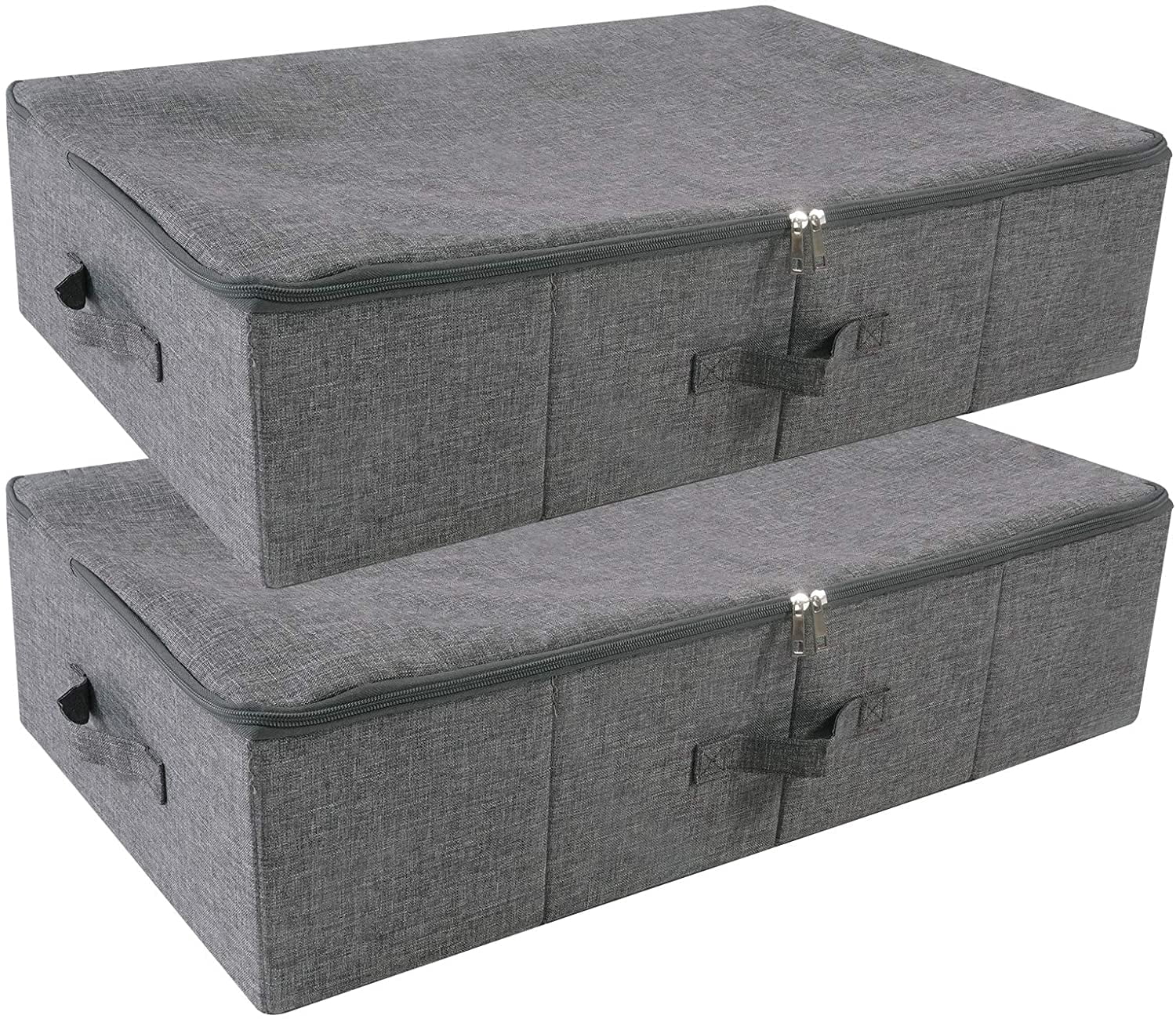 ANHXN Rigid Underbed Storage Boxes with Zip Lid for Clothes, Bedding ...