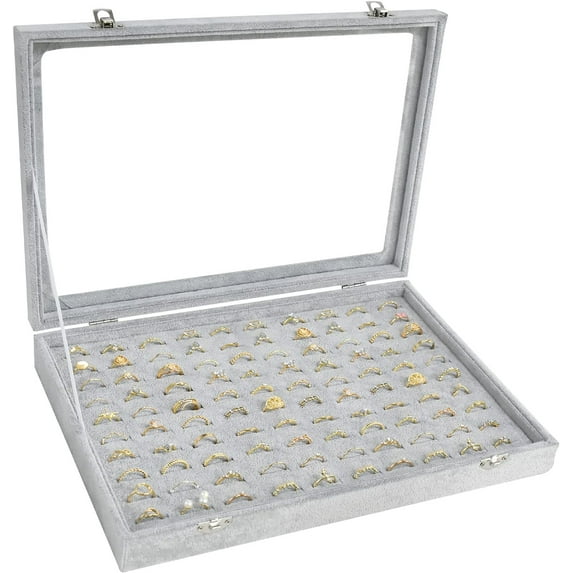 ANHXN Ring Display Case Organizer Box with Transparent Lid, Ring Holder ...