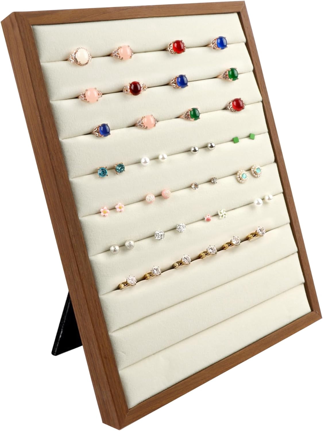 ANHXN Ring Display Stand -Shaped Velvet Jewelry Tray Ring Board ...