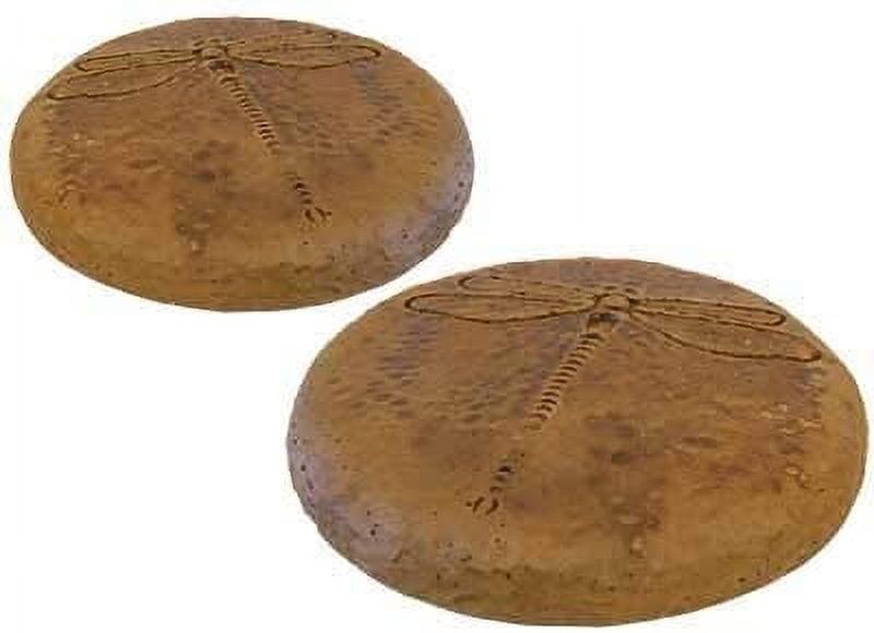 ANHXN Round Dragonfly Stepping Stones, Pack of 2, Concrete Garden Discs ...
